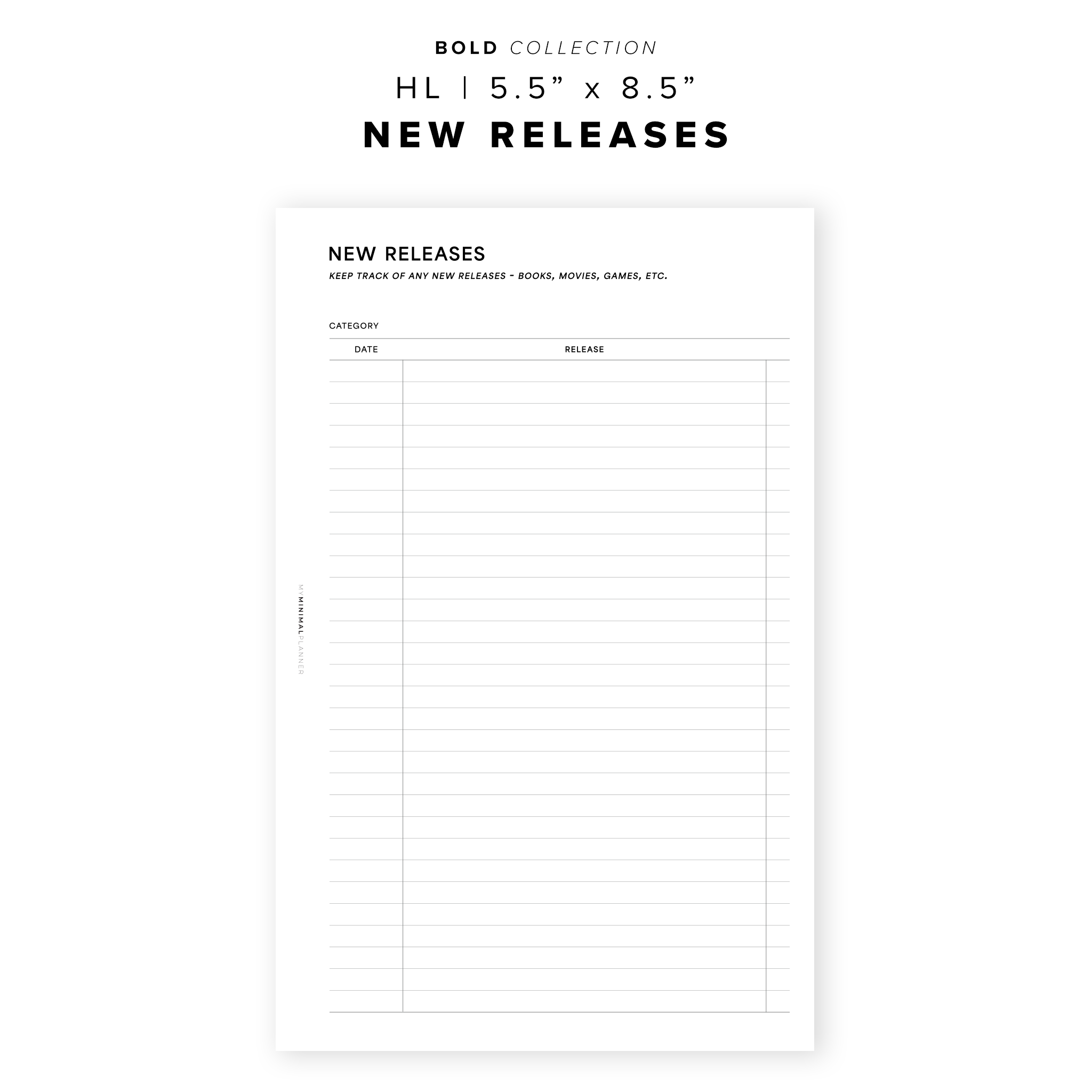 PR237 - New Releases - Printable Insert – My Minimal Planner