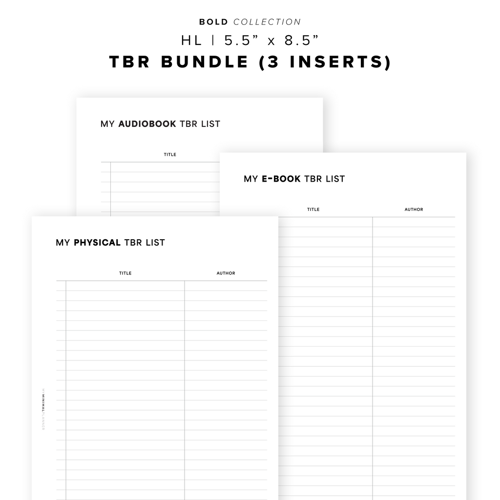 PR254 - TBR Bundle - Printable Insert – My Minimal Planner