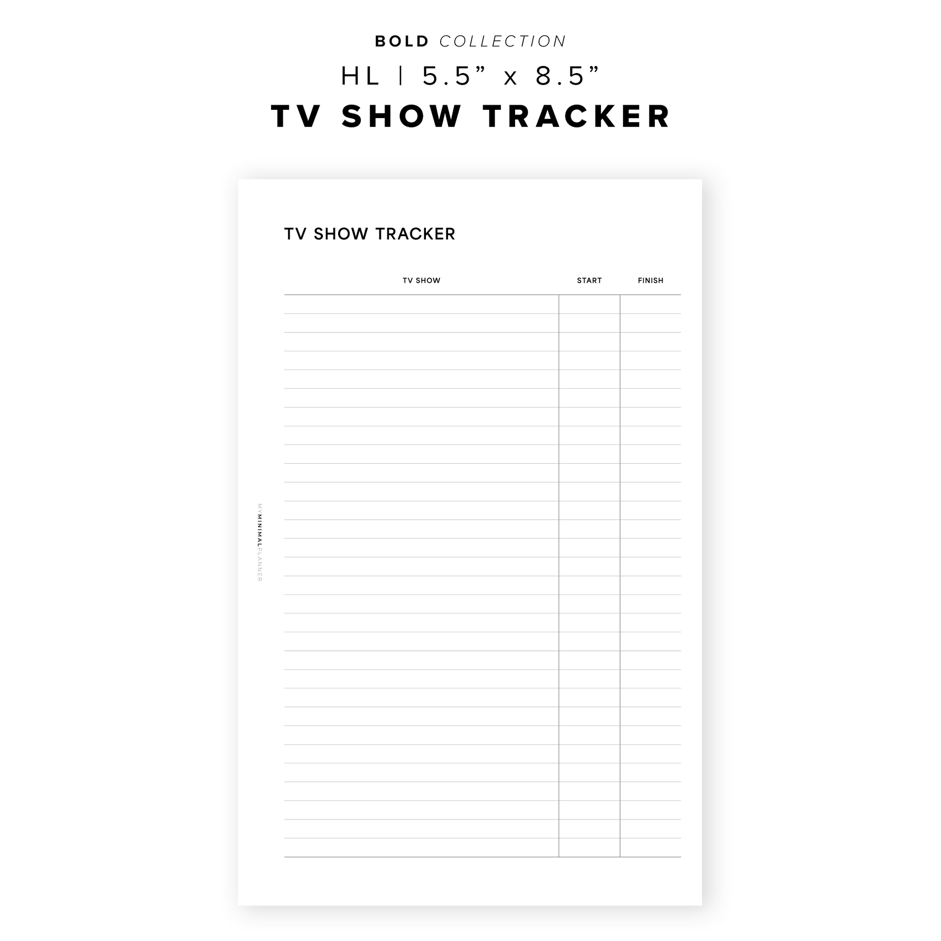 PR312 - TV Show Tracker - Printable Insert – My Minimal Planner