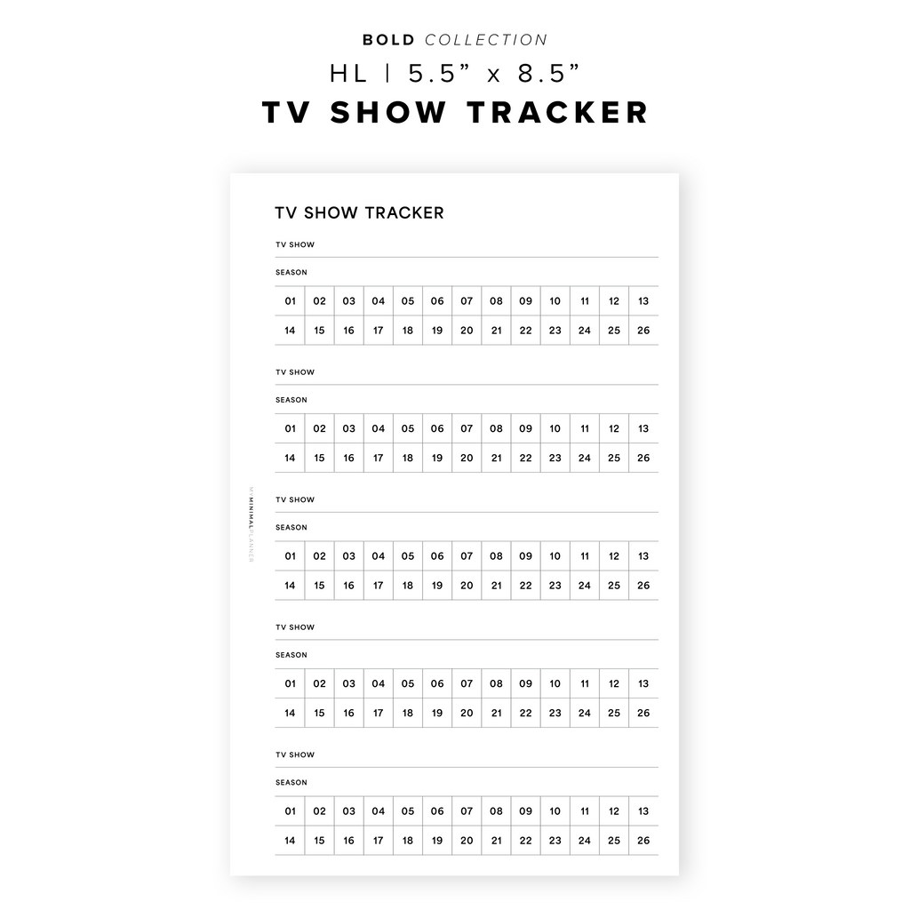PR333 - TV Show Tracker V2 - Printable Insert – My Minimal Planner