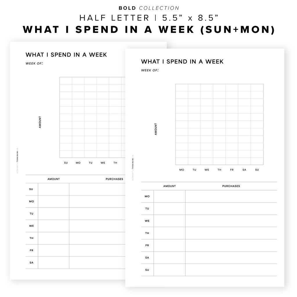 PR223 - What I Spend in a Week - Printable Insert – My Minimal Planner