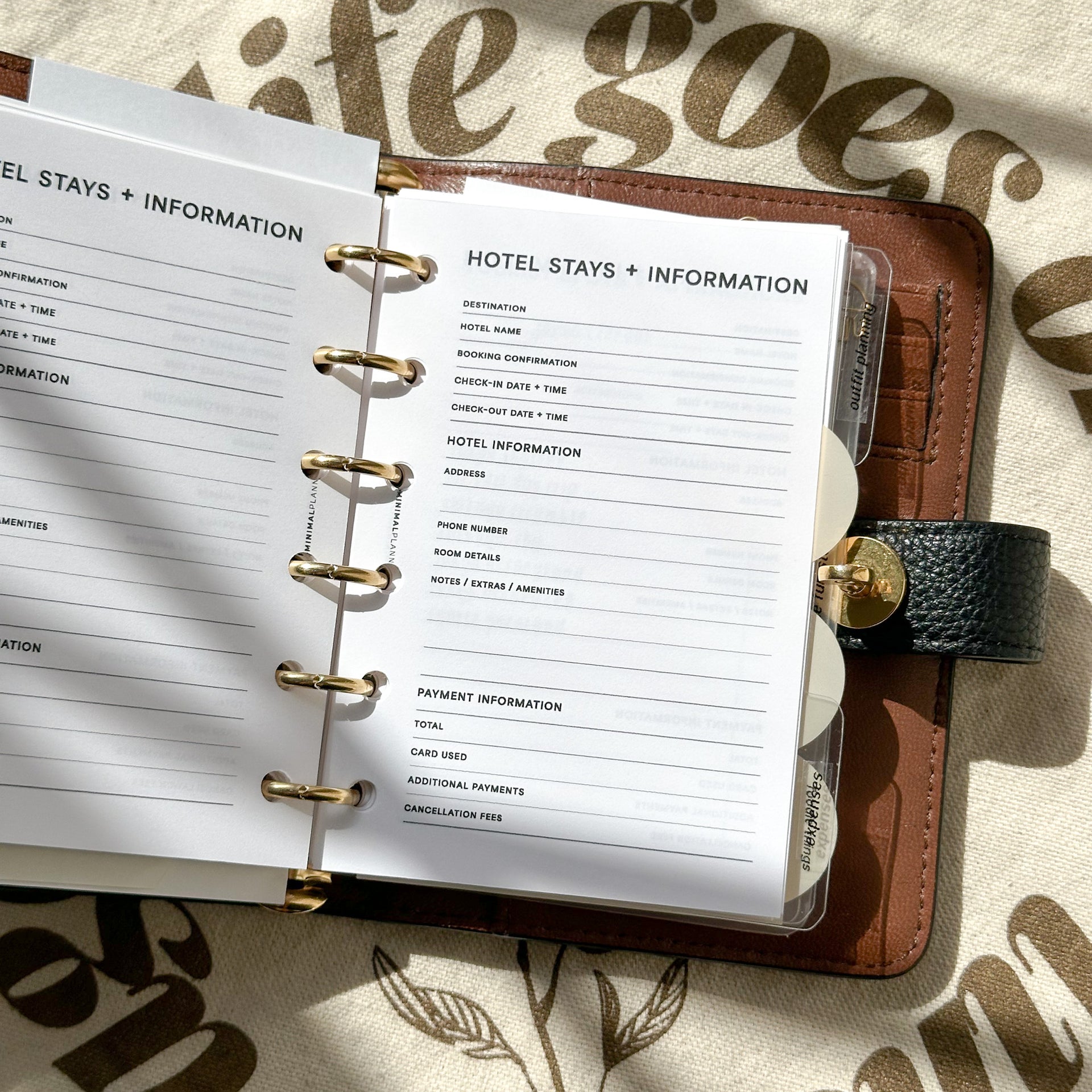 PR271 - Hotel Stays + Information - Printable Insert – My Minimal Planner