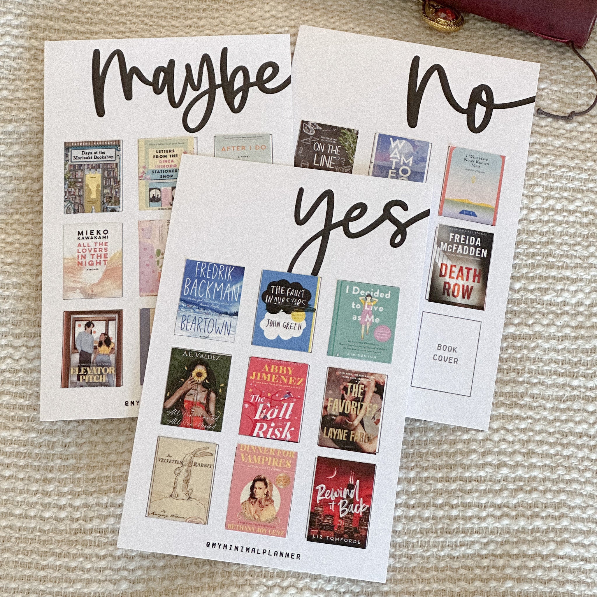 PPC33 - The Book Lovers 8 / Yes No Maybe Cards - Printable Planner Car ...