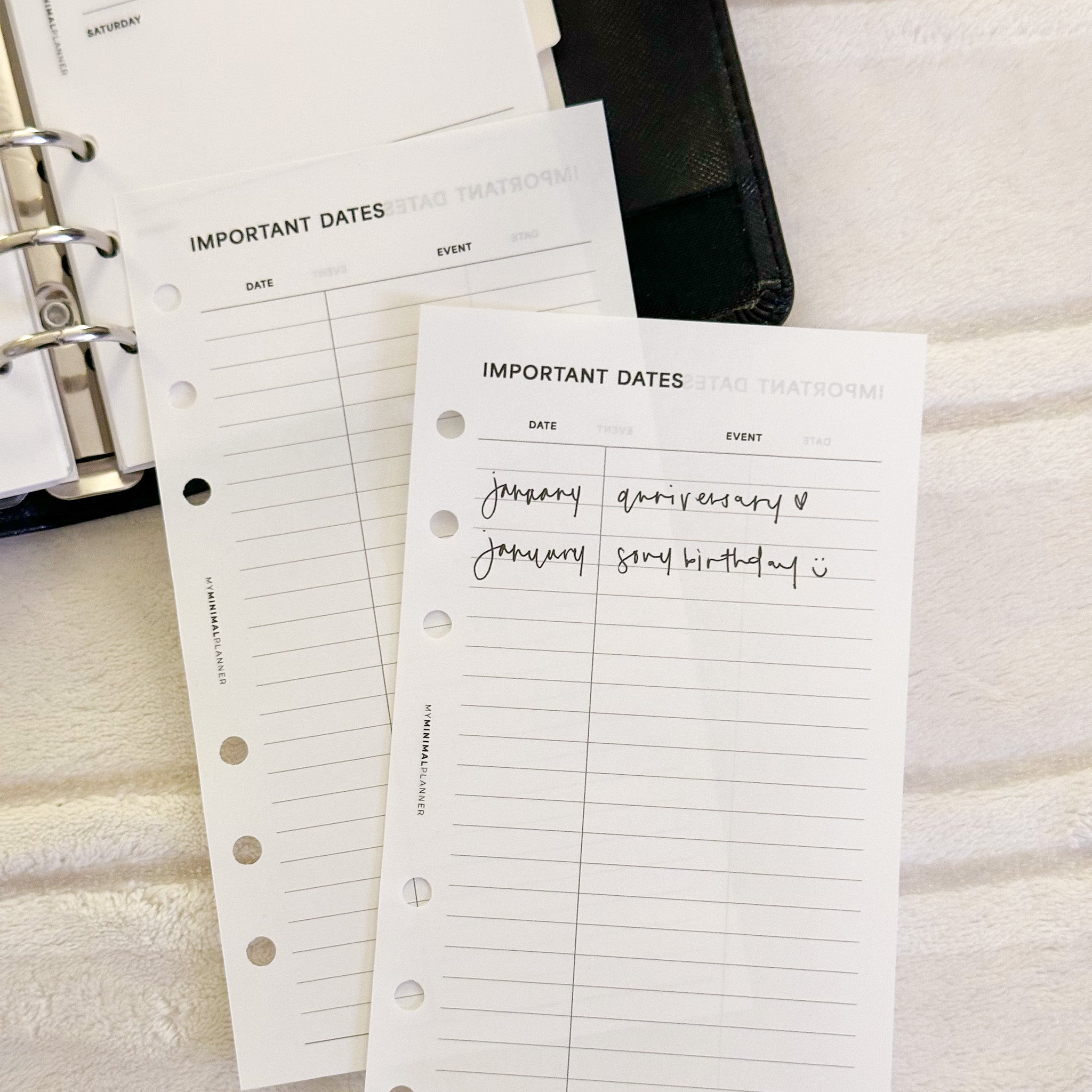 PR323 - Important Dates V2 - Printable Insert – My Minimal Planner
