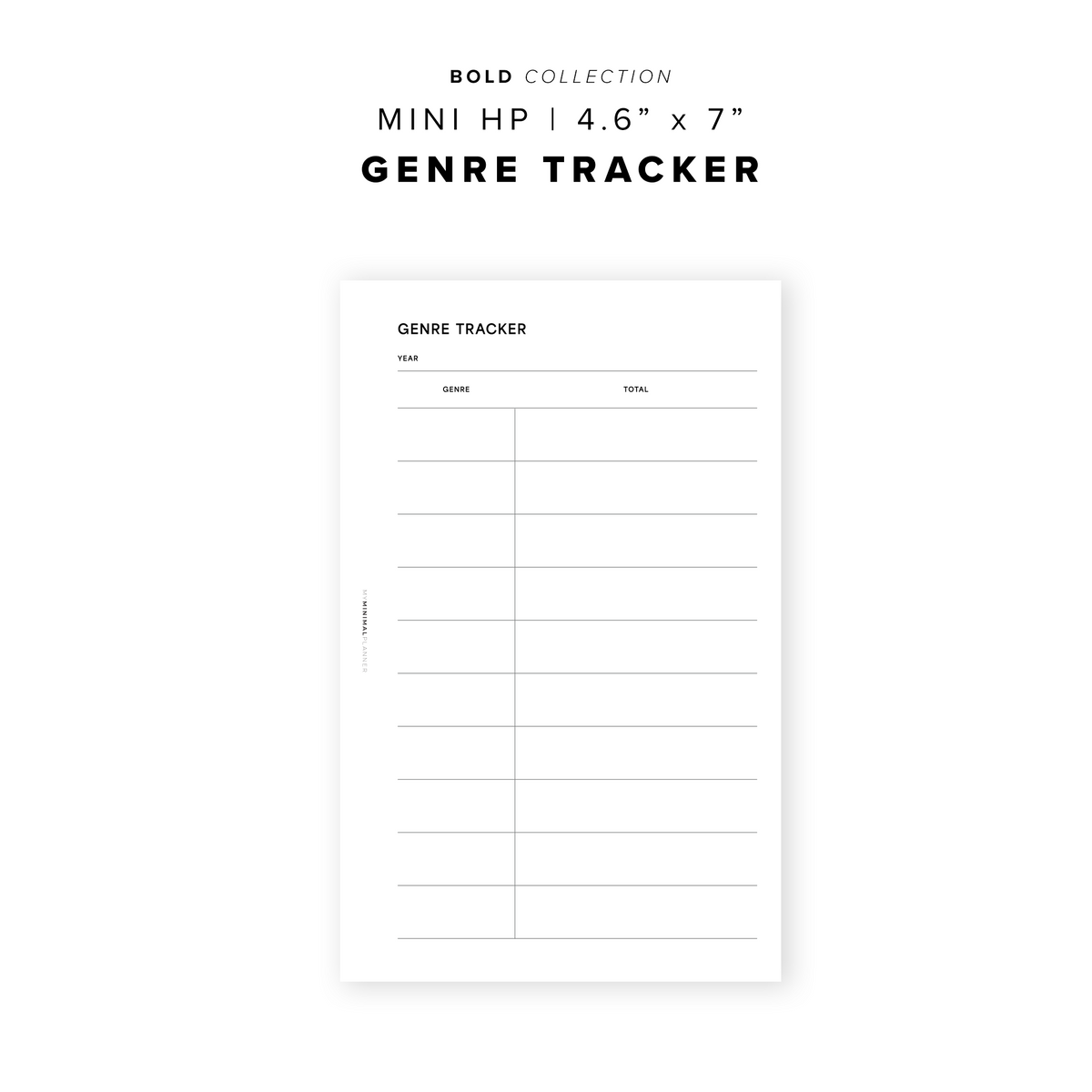 PR308 - Genre Tracker - Printable Insert – My Minimal Planner