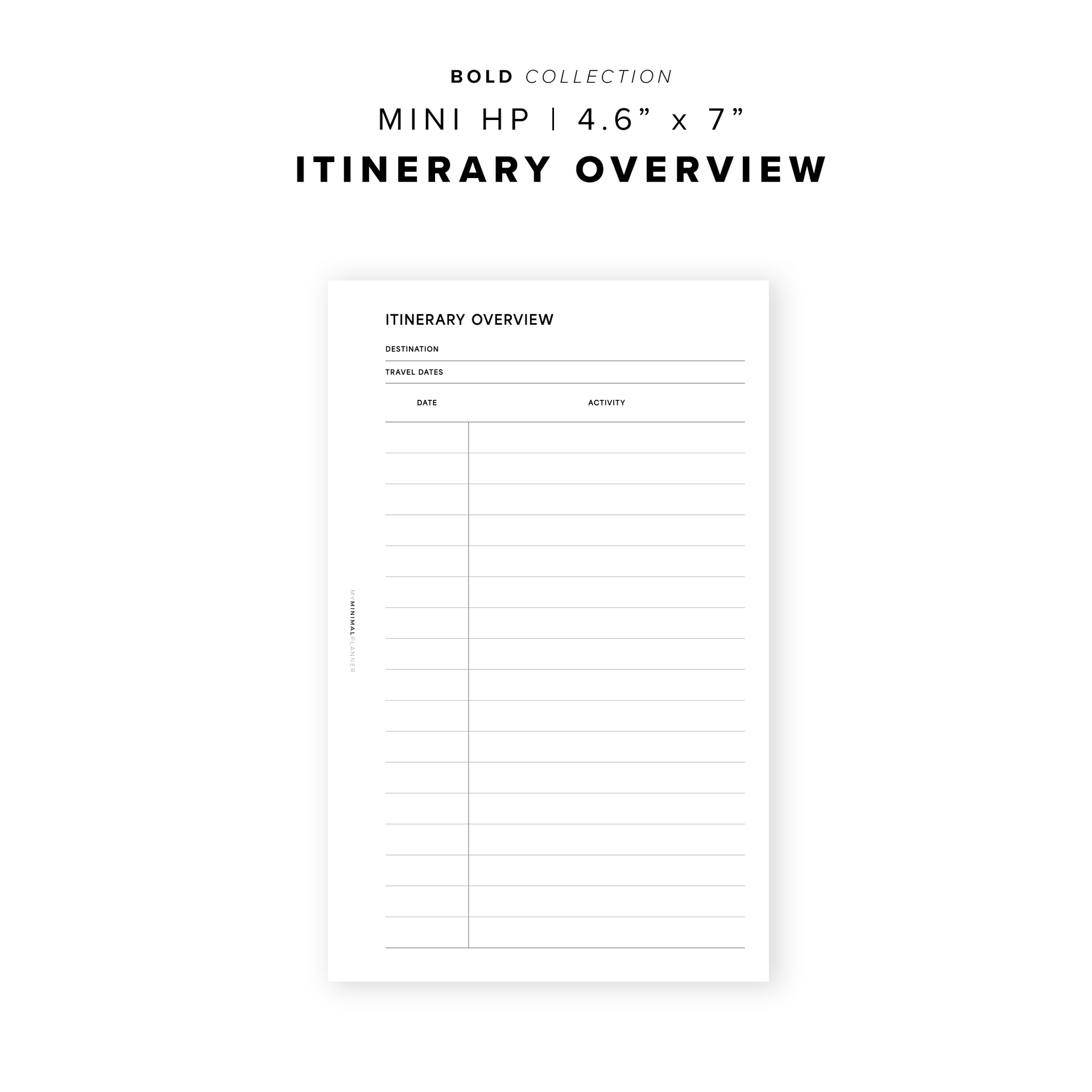 PR256 - Itinerary Overview - Printable Insert – My Minimal Planner