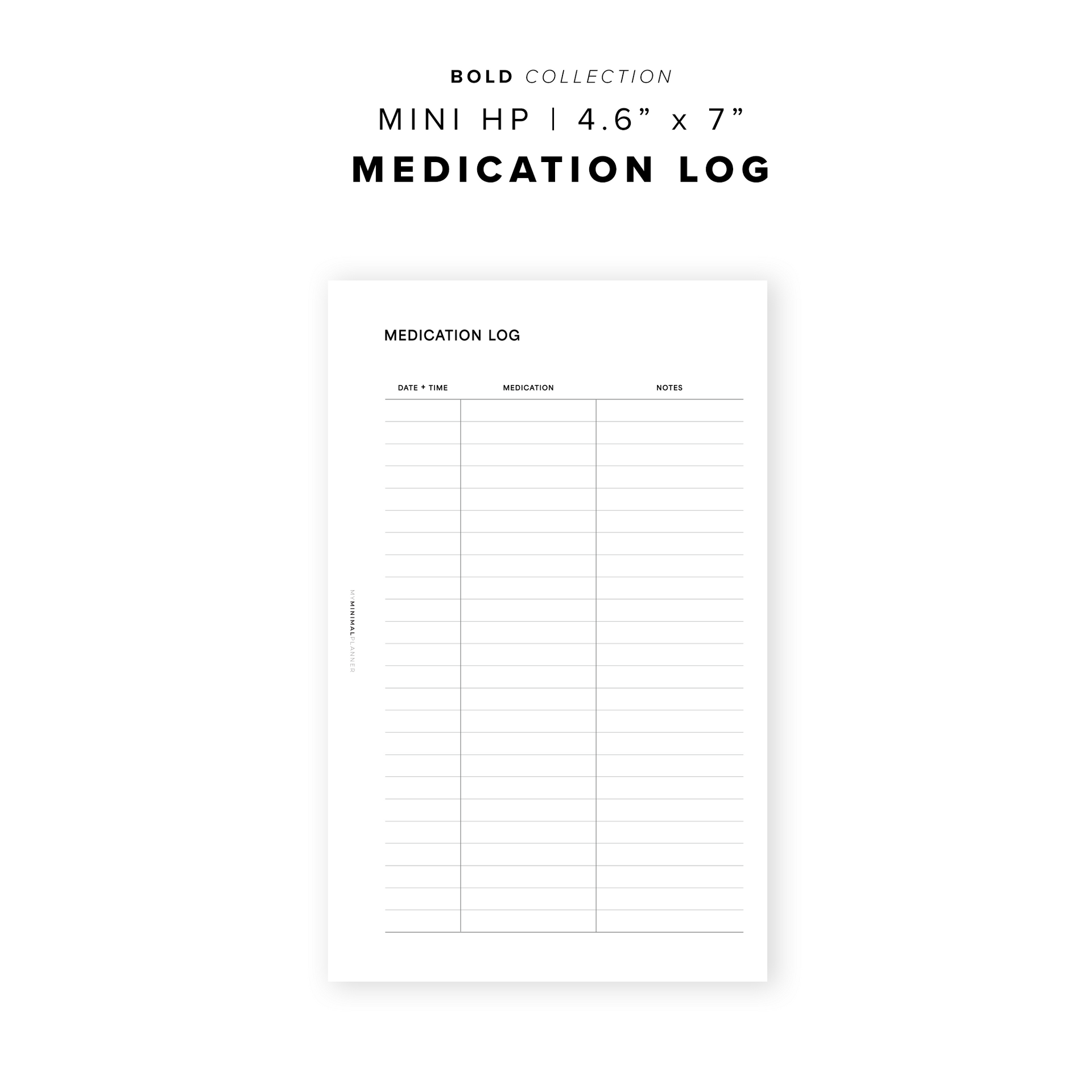 PR284 - Medication Log V2 - Printable Insert – My Minimal Planner