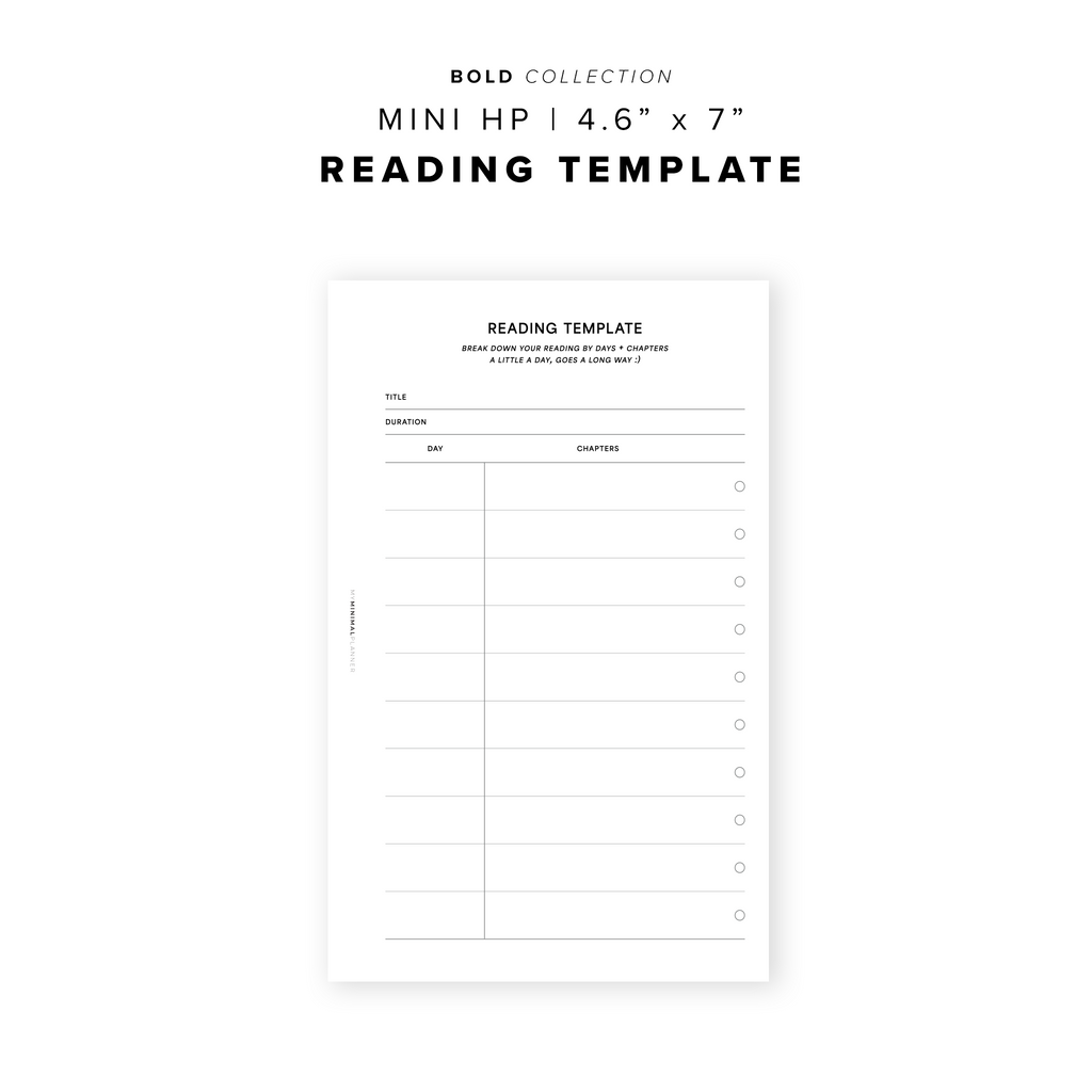 PR238 - Reading Template - Printable Insert – My Minimal Planner