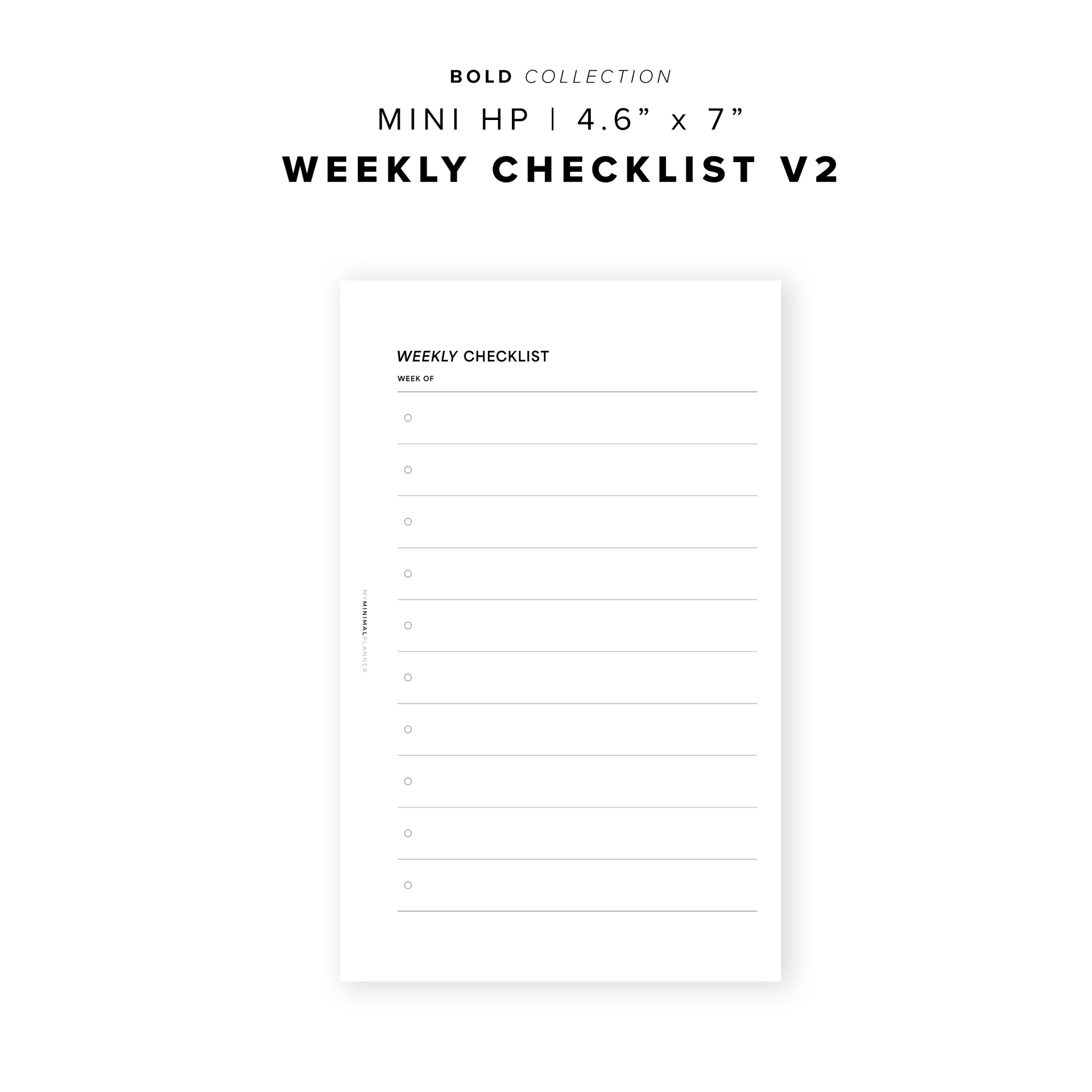 PR327 - Weekly Checklist V2 - Printable Insert – My Minimal Planner