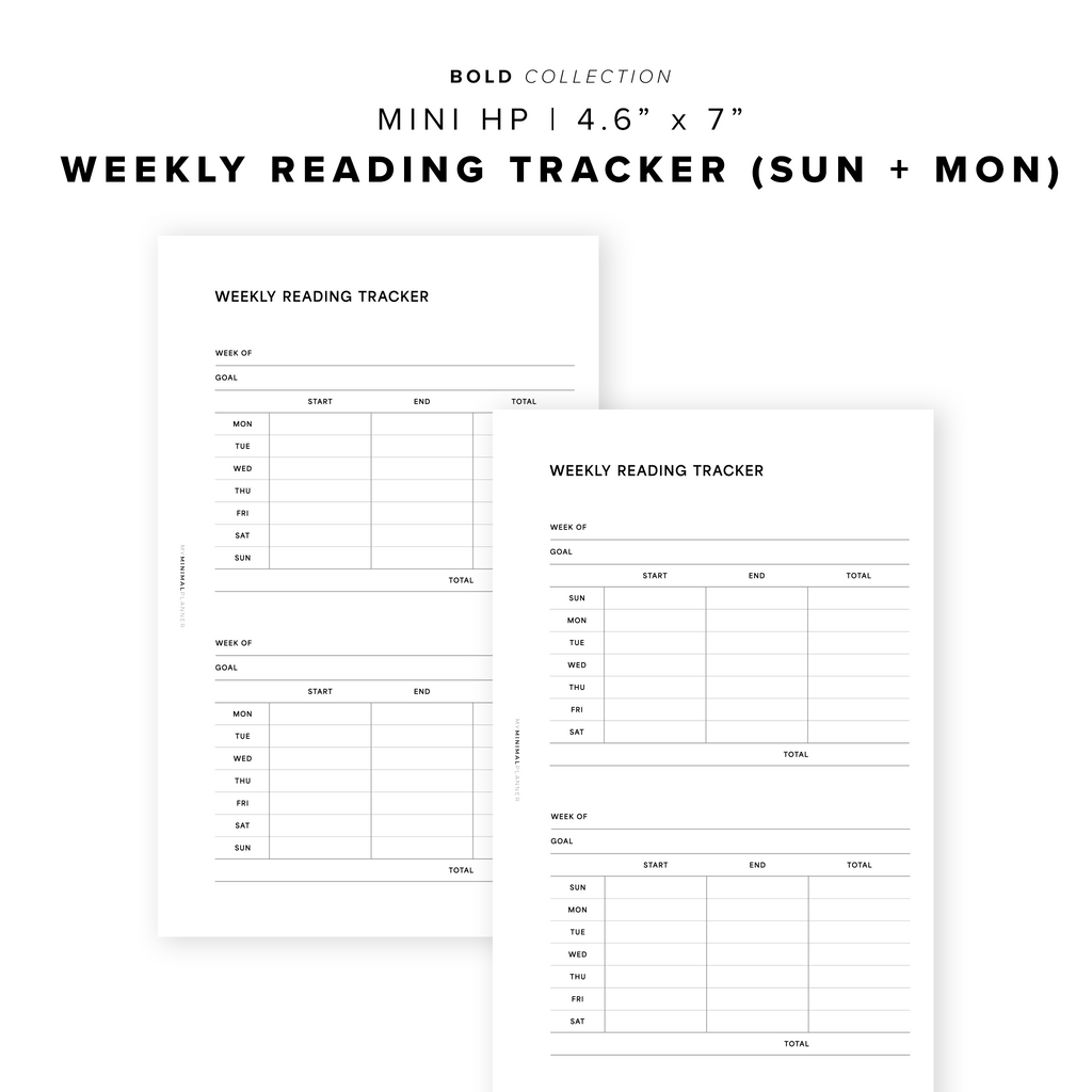 PR313 - Weekly Reading Tracker - Printable Insert – My Minimal Planner