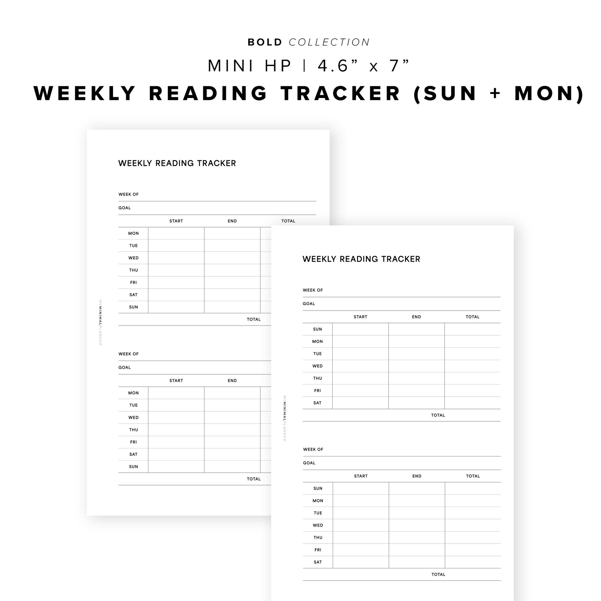 PR313 - Weekly Reading Tracker - Printable Insert – My Minimal Planner