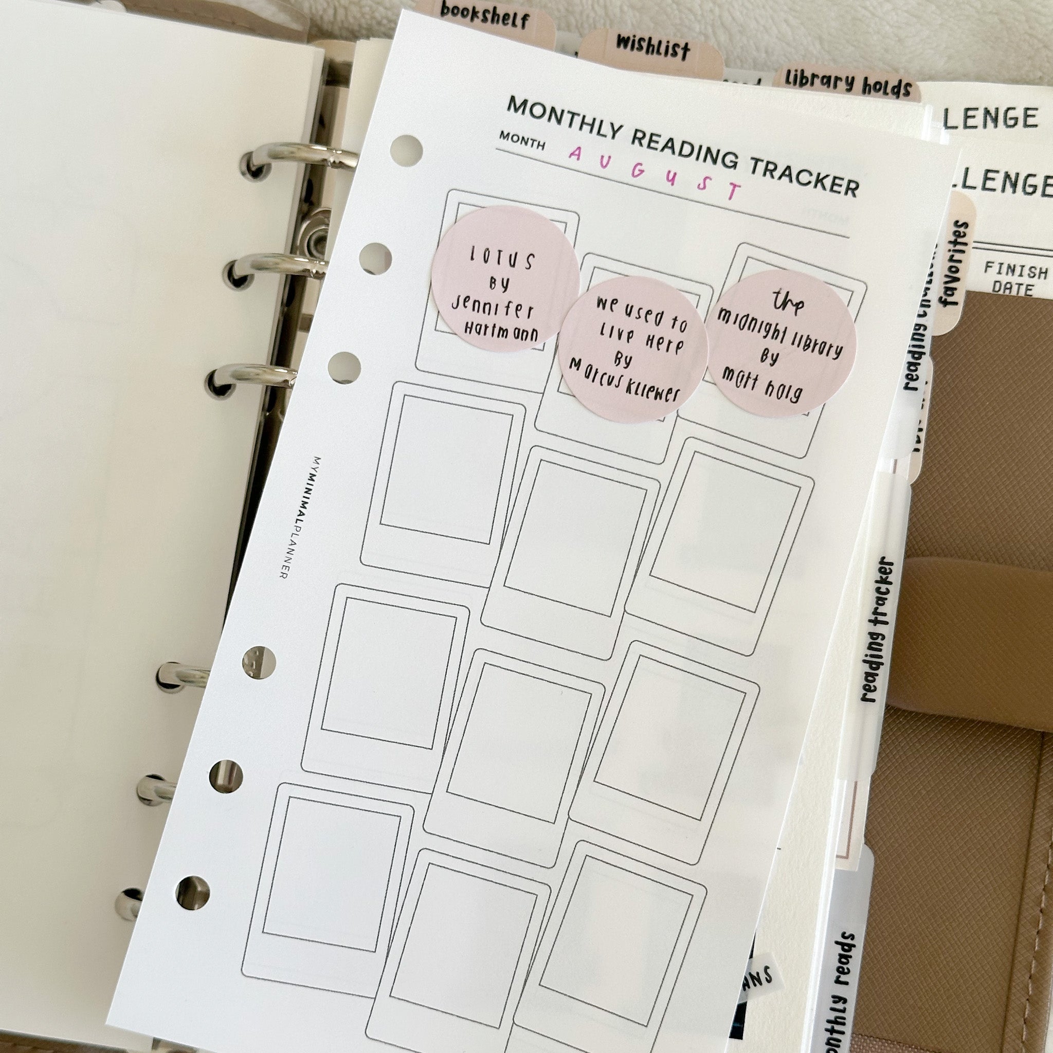 PR300 - Monthly Reading Tracker V2 - Printable Insert – My Minimal Planner