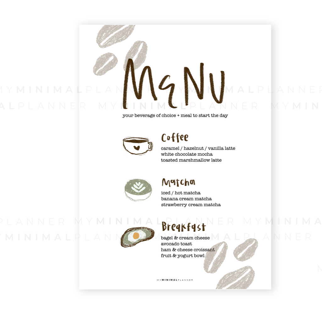 PRD256 - Morning Menu - Printable Dashboard – My Minimal Planner