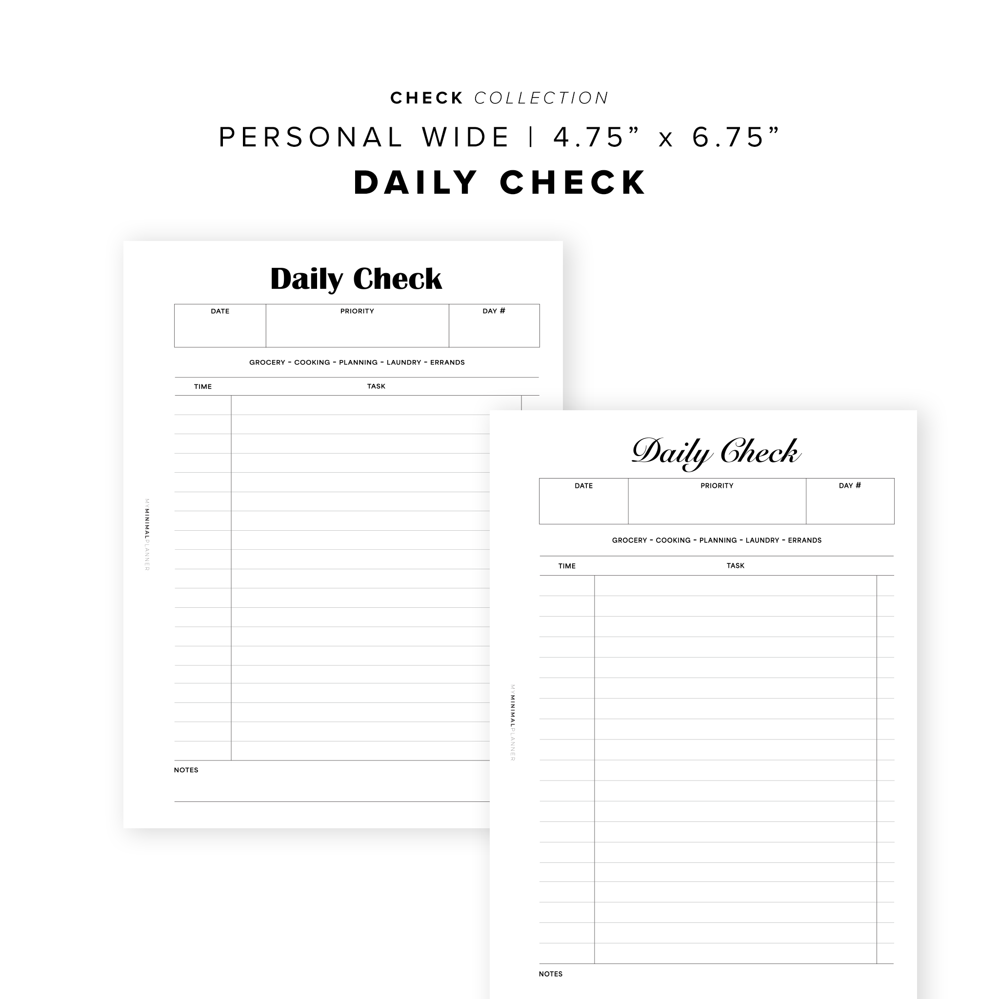 PR348 - Daily Check - Printable Insert – My Minimal Planner