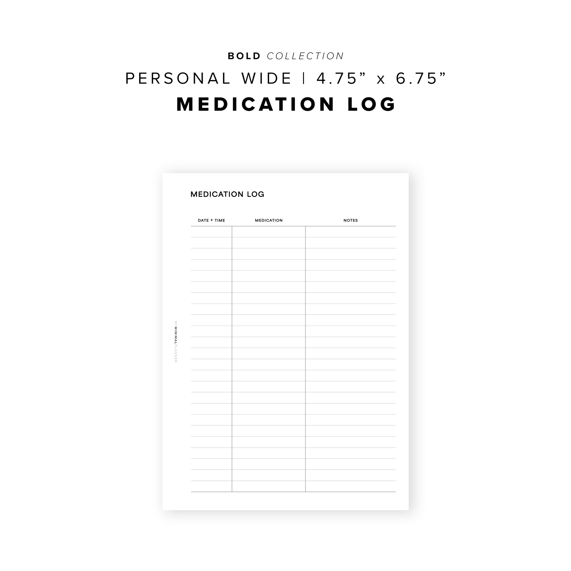 PR284 - Medication Log V2 - Printable Insert – My Minimal Planner
