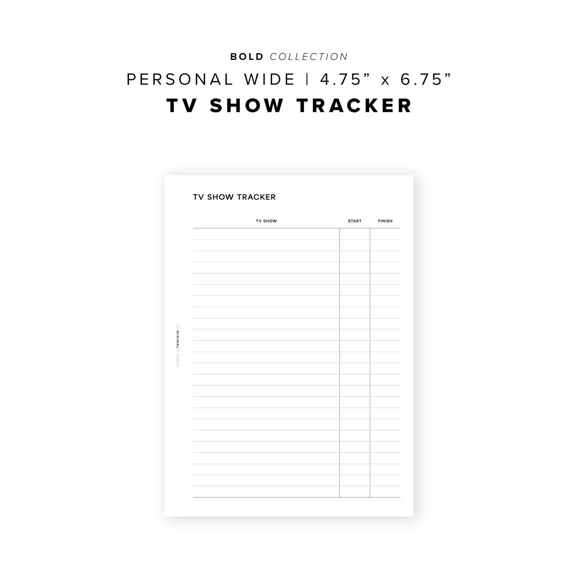PR312 - TV Show Tracker - Printable Insert – My Minimal Planner
