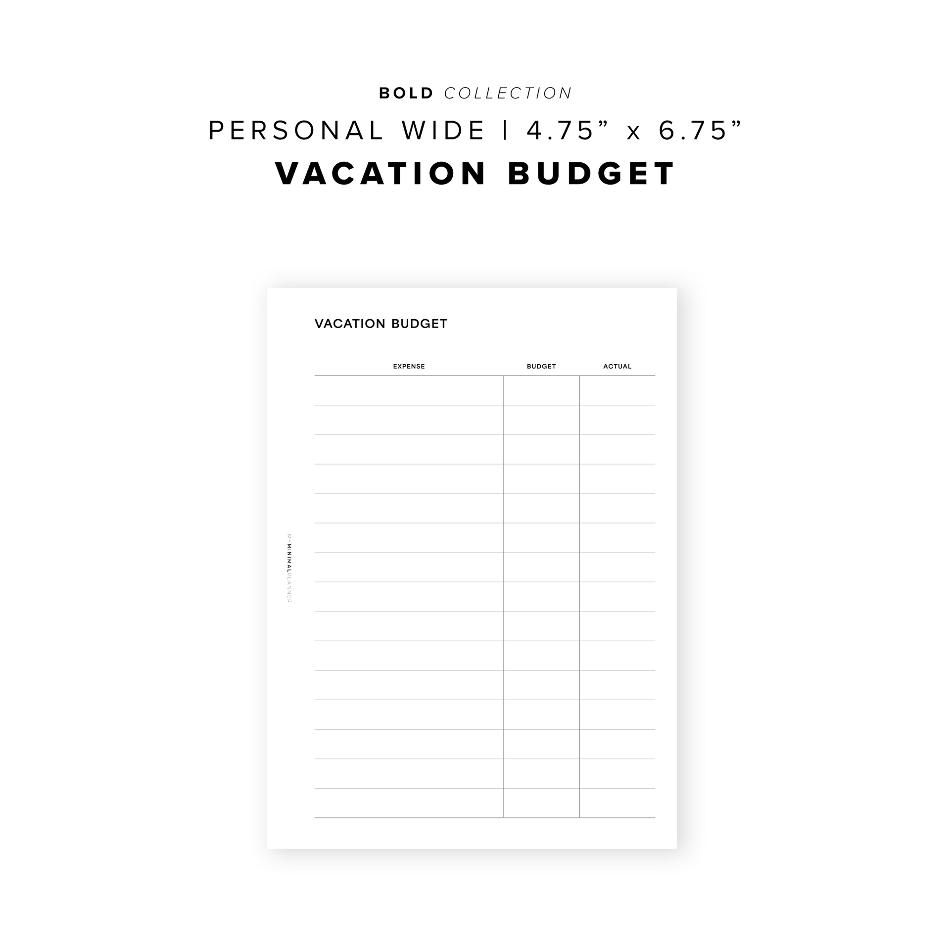 PR280 - Vacation Budget - Printable Insert – My Minimal Planner