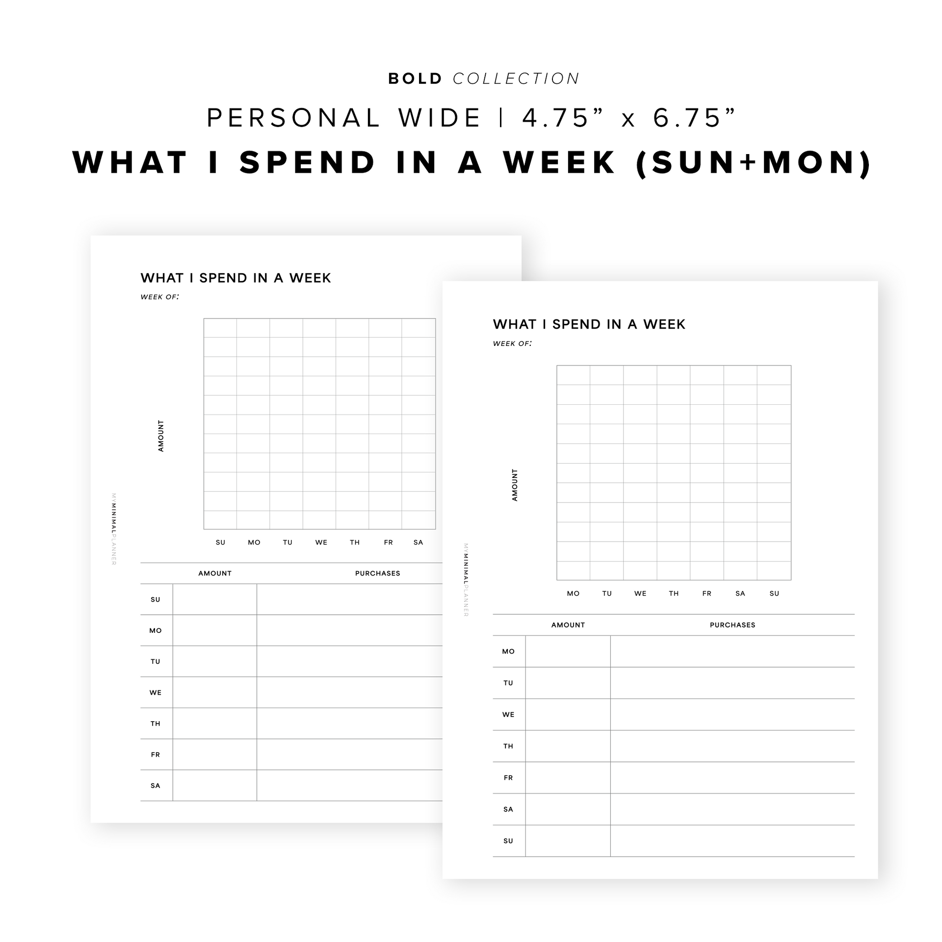 PR223 - What I Spend in a Week - Printable Insert – My Minimal Planner