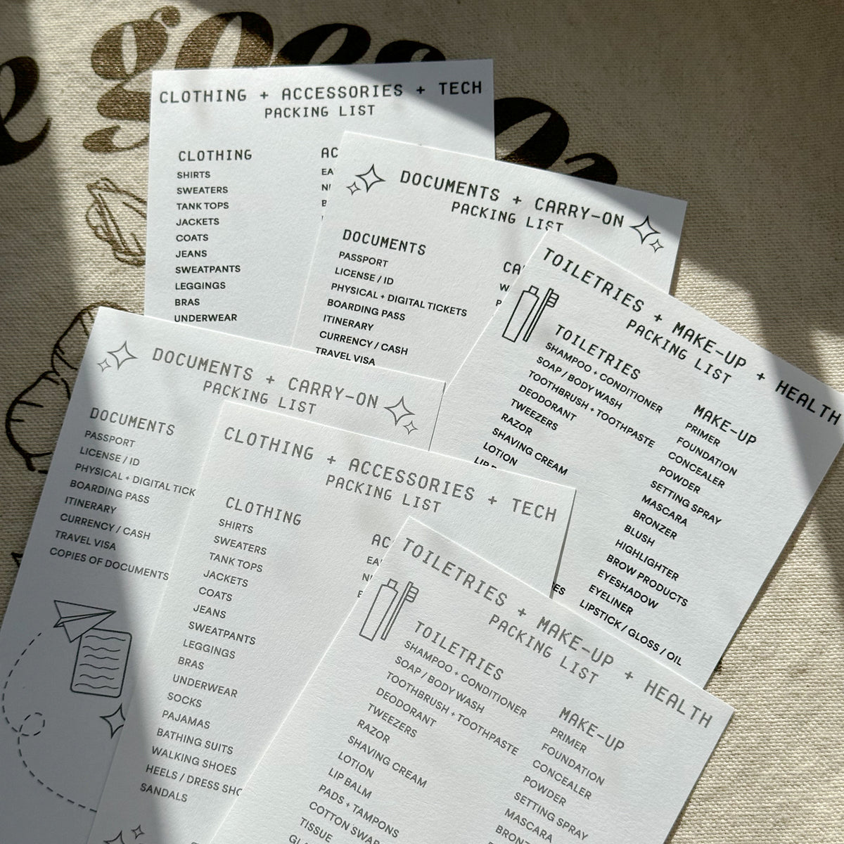 PPC26 - Packing Lists - Printable Planner Cards – My Minimal Planner