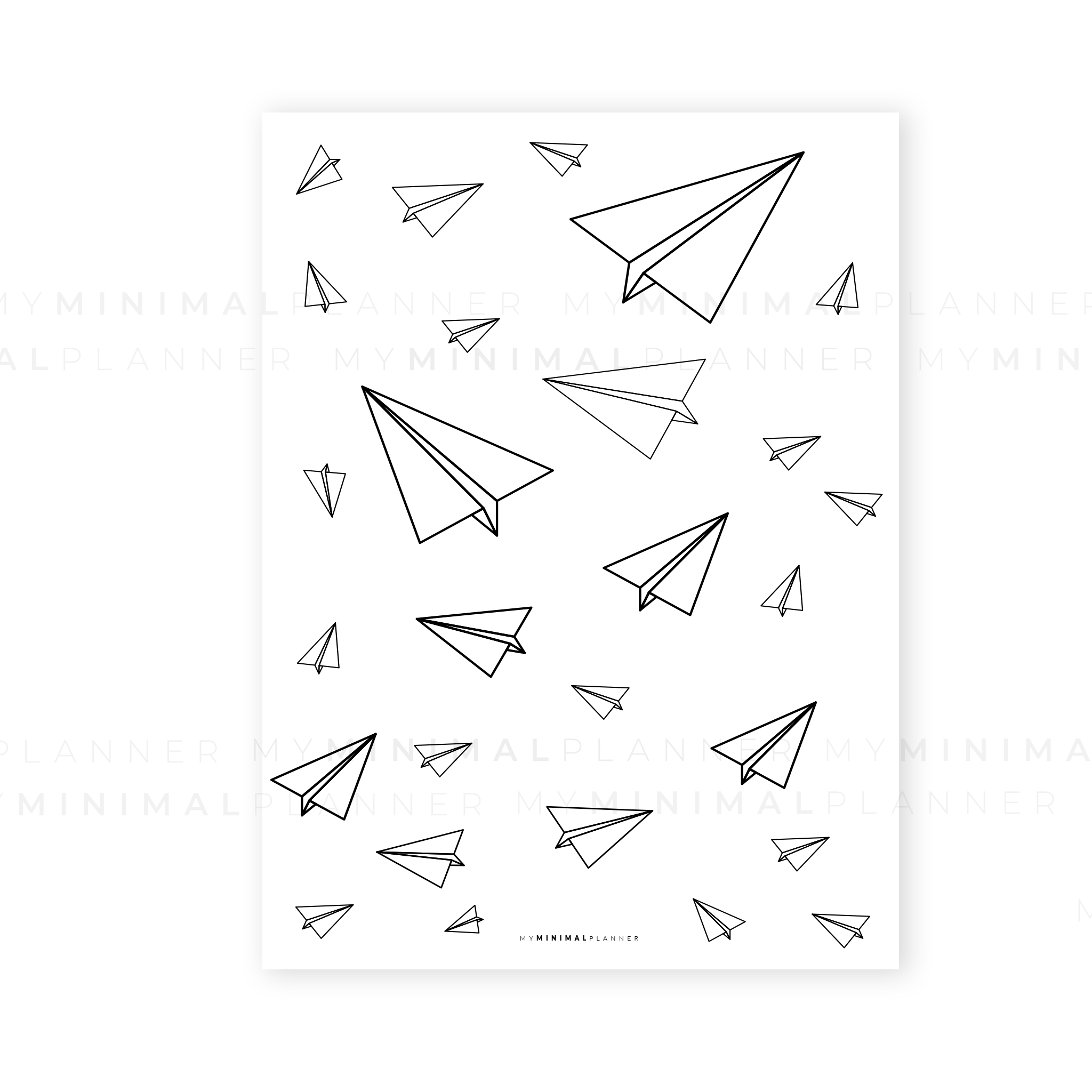 PRD205 - Paper Plane Pattern - Printable Dashboard – My Minimal Planner