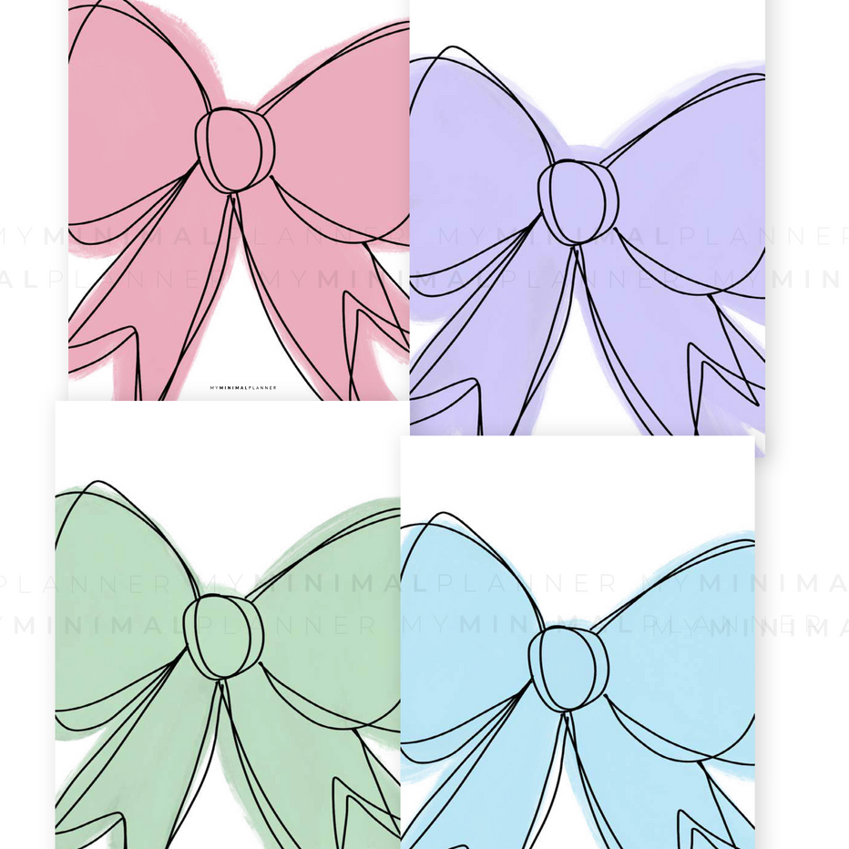 PRD233 - Pastel Bows Bundle - Printable Dashboard – My Minimal Planner