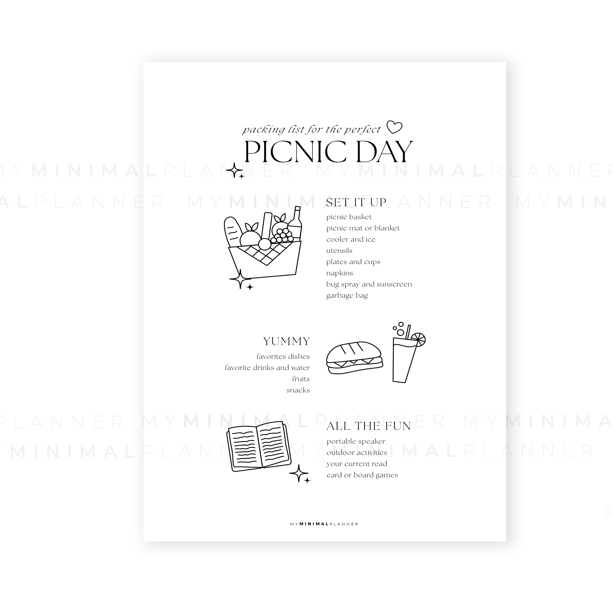 PRD207 - Perfect Picnic Day - Printable Dashboard – My Minimal Planner