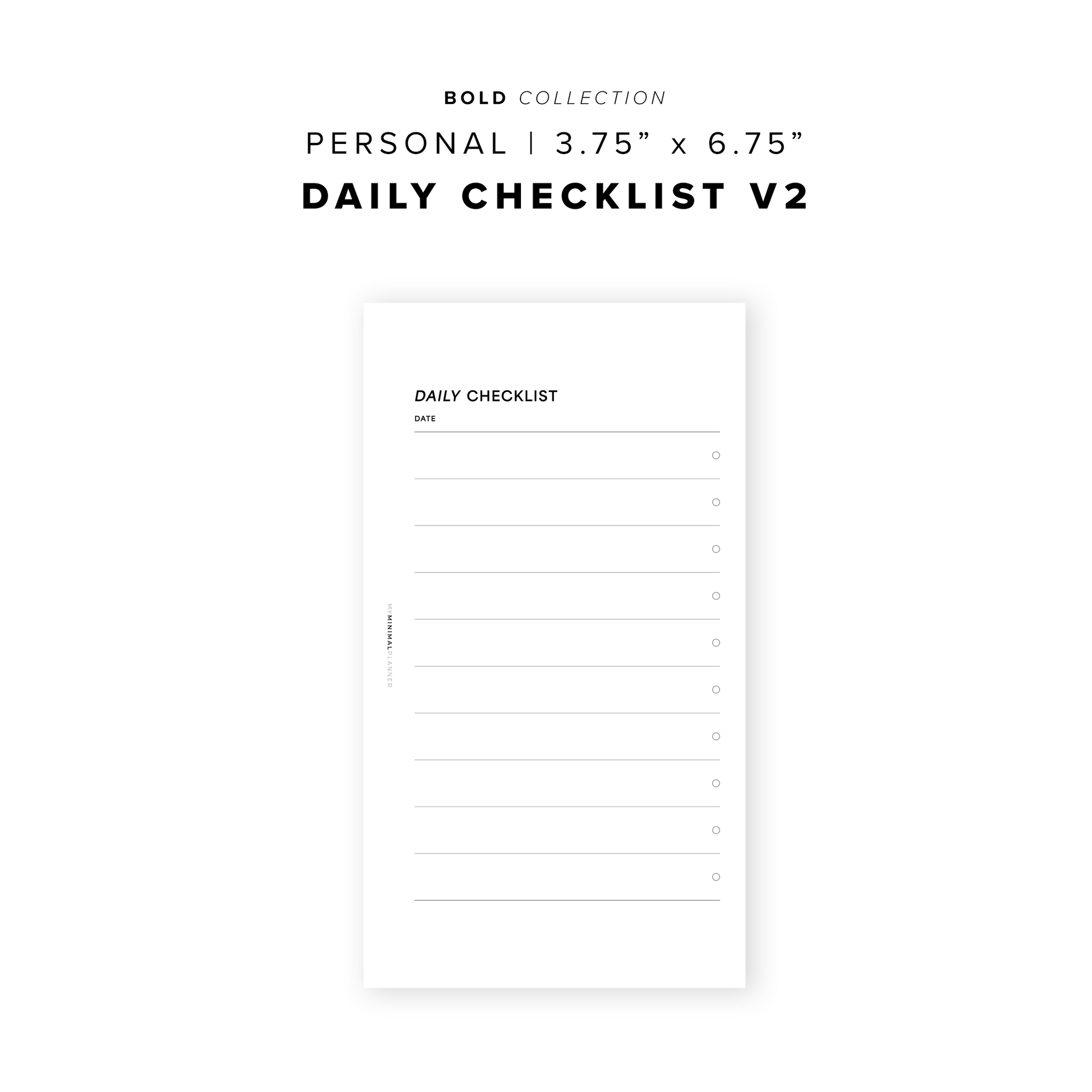 PR326 - Daily Checklist V2 - Printable Insert – My Minimal Planner