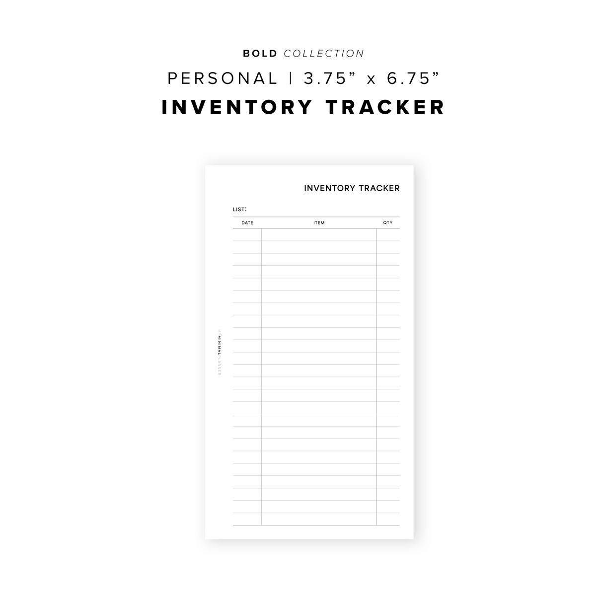PR213 - Inventory Tracker - Printable Insert – My Minimal Planner