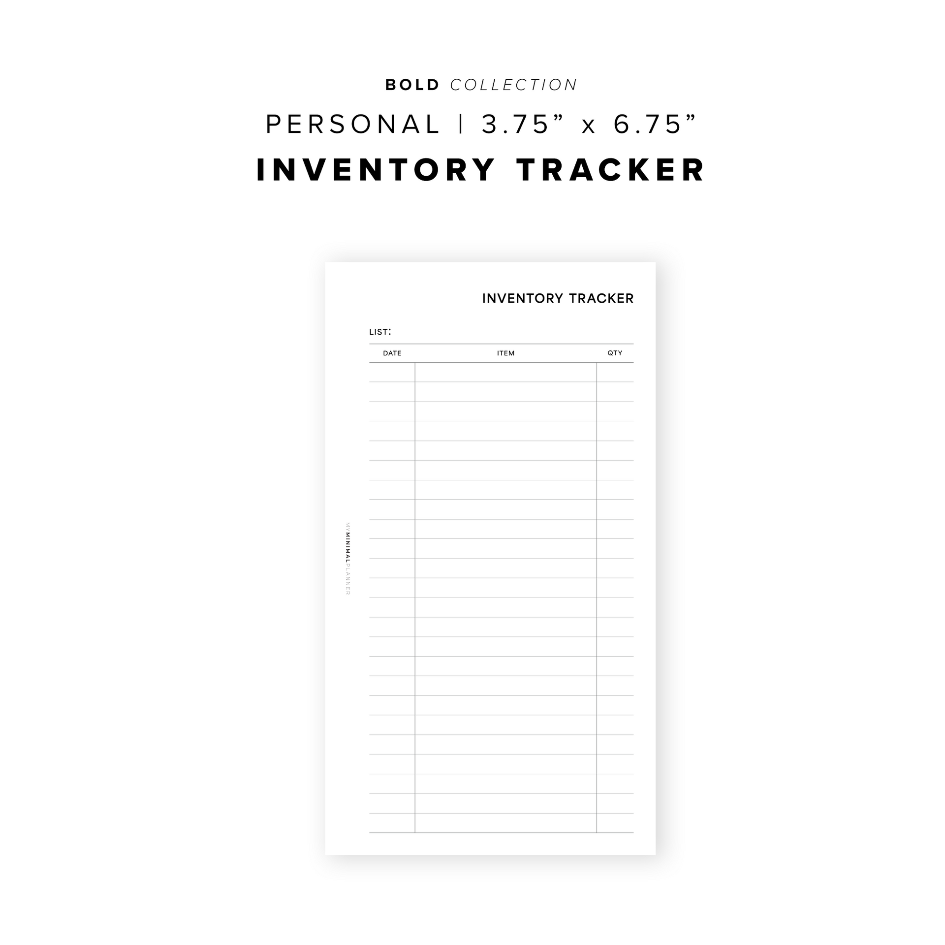PR213 - Inventory Tracker - Printable Insert – My Minimal Planner