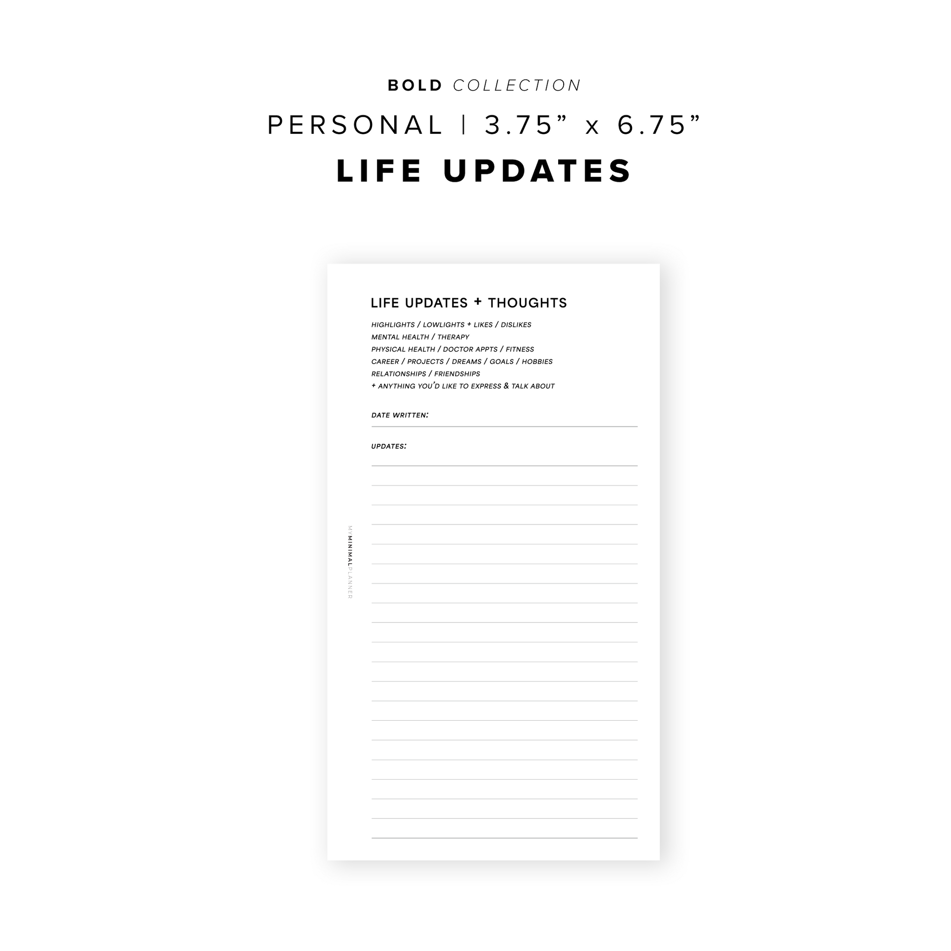 PR220 - Life Updates - Printable Insert – My Minimal Planner