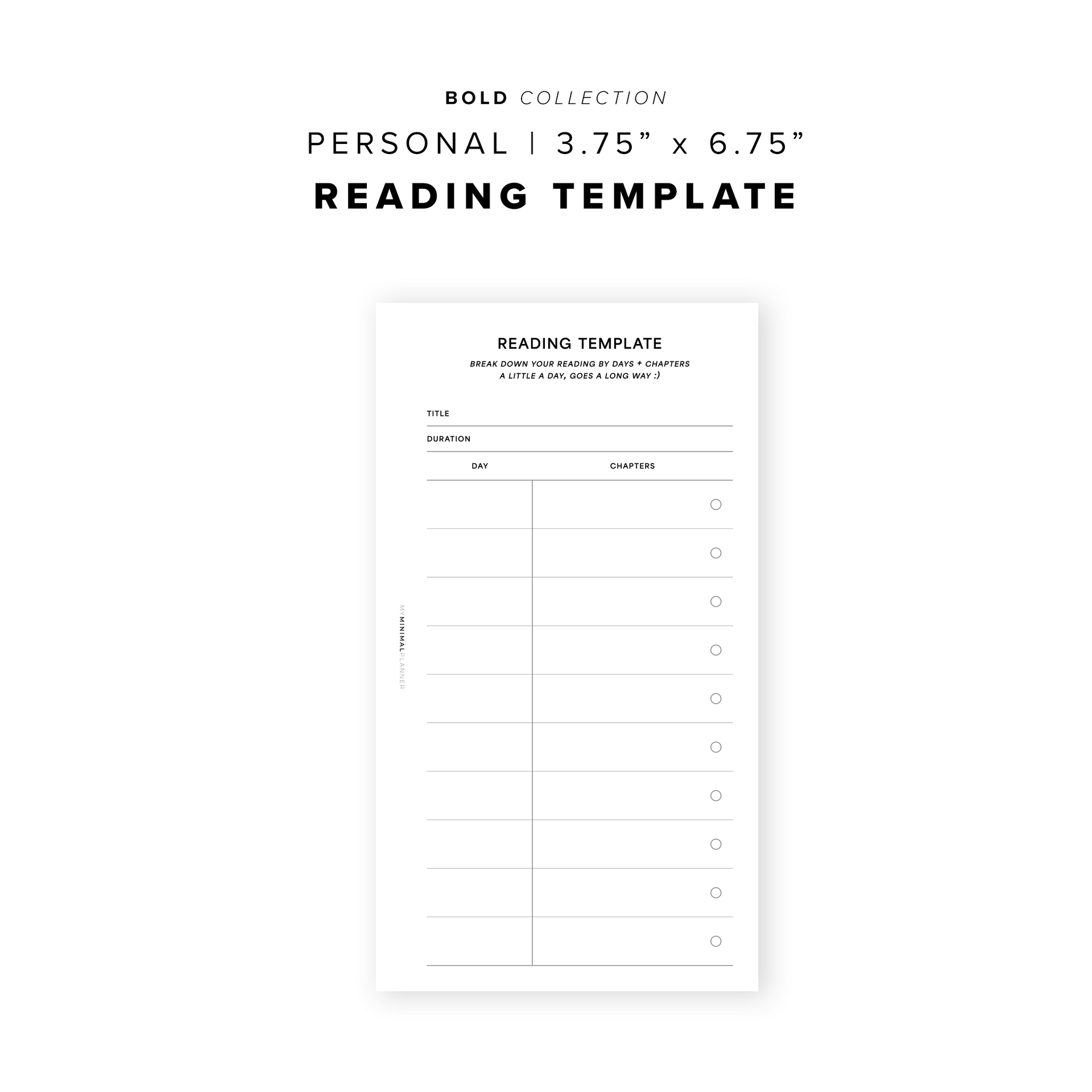 PR238 - Reading Template - Printable Insert – My Minimal Planner
