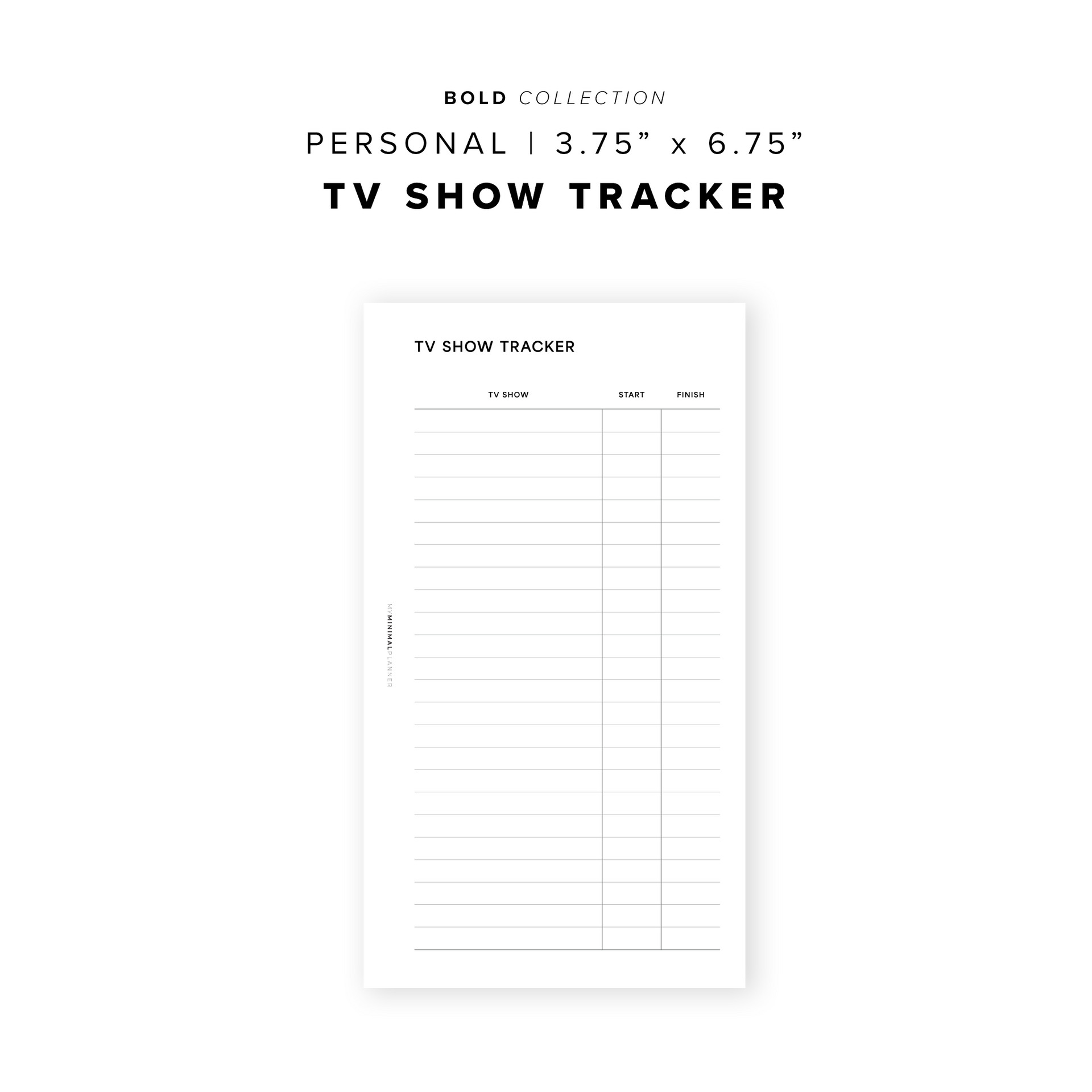 PR312 - TV Show Tracker - Printable Insert – My Minimal Planner