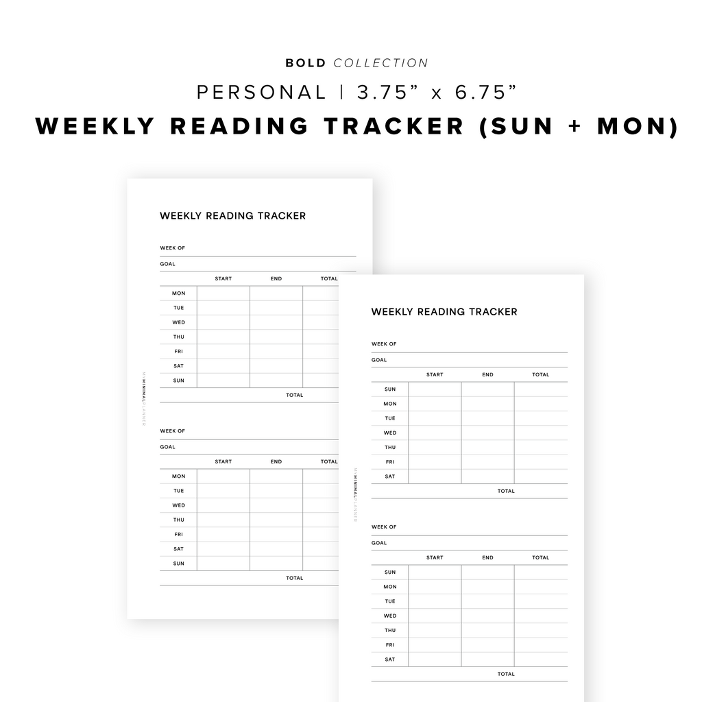 PR313 - Weekly Reading Tracker - Printable Insert – My Minimal Planner