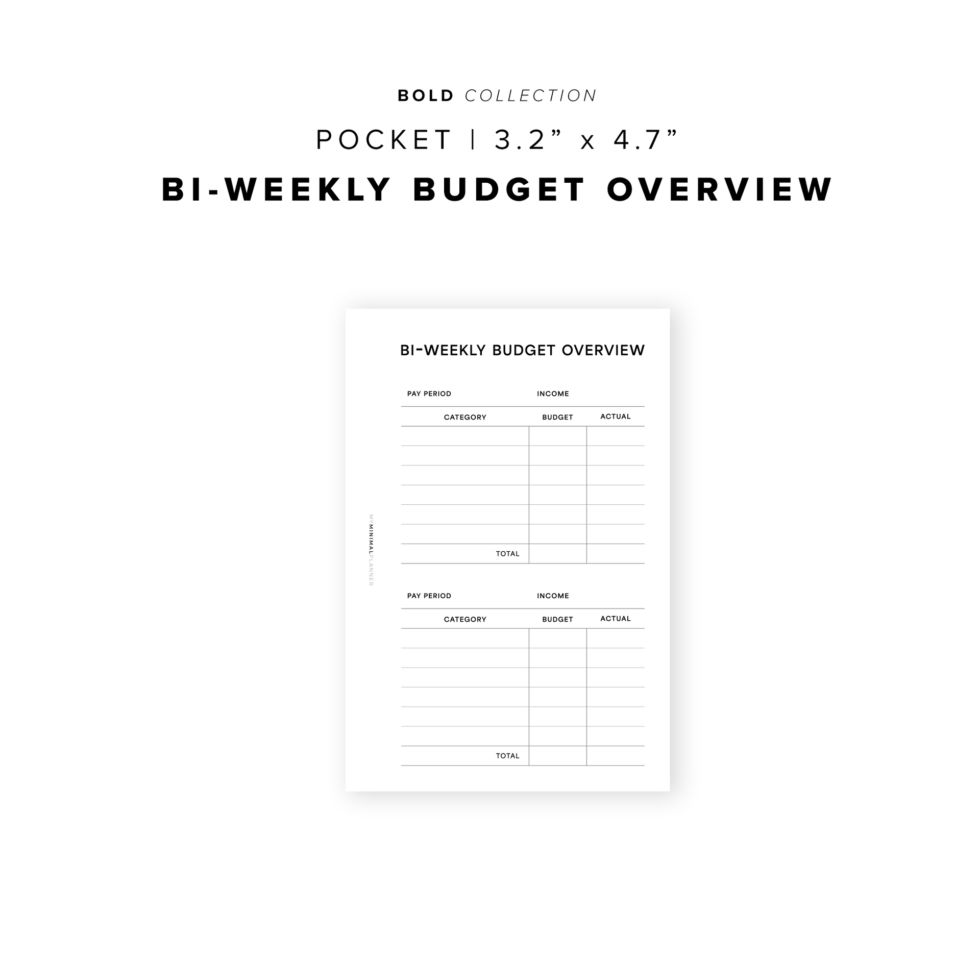 PR229 - Bi-Weekly Budget Overview - Printable Insert – My Minimal Planner