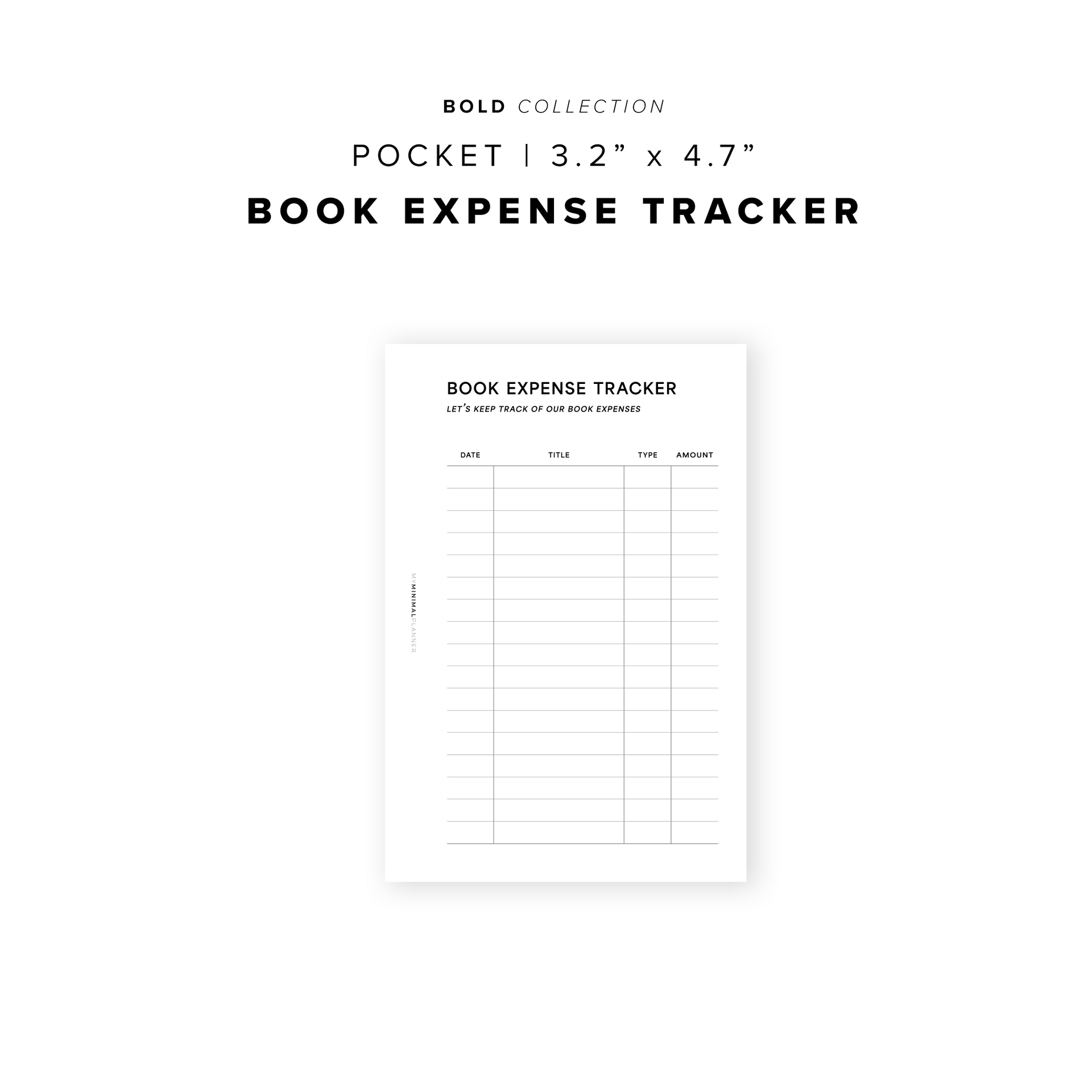 PR278 - Book Expense Tracker - Printable Insert – My Minimal Planner