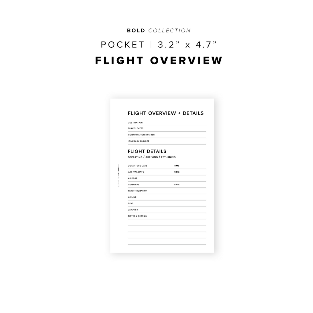 PR270 - Flight Overview - Printable Insert – My Minimal Planner