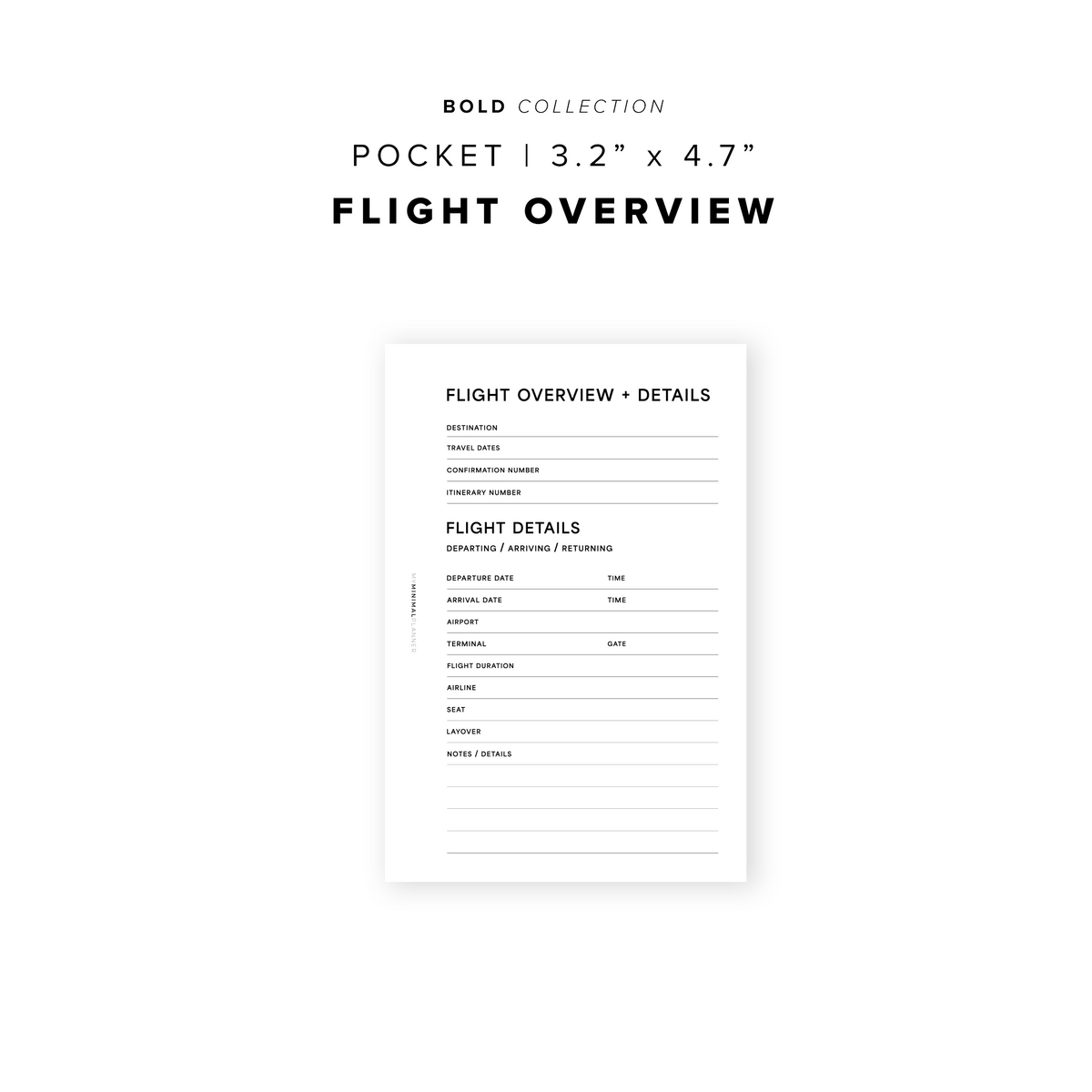 PR270 - Flight Overview - Printable Insert – My Minimal Planner