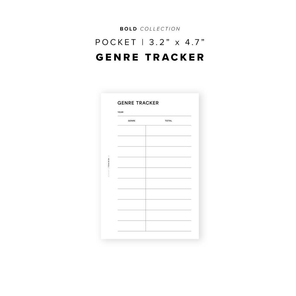 PR308 - Genre Tracker - Printable Insert – My Minimal Planner