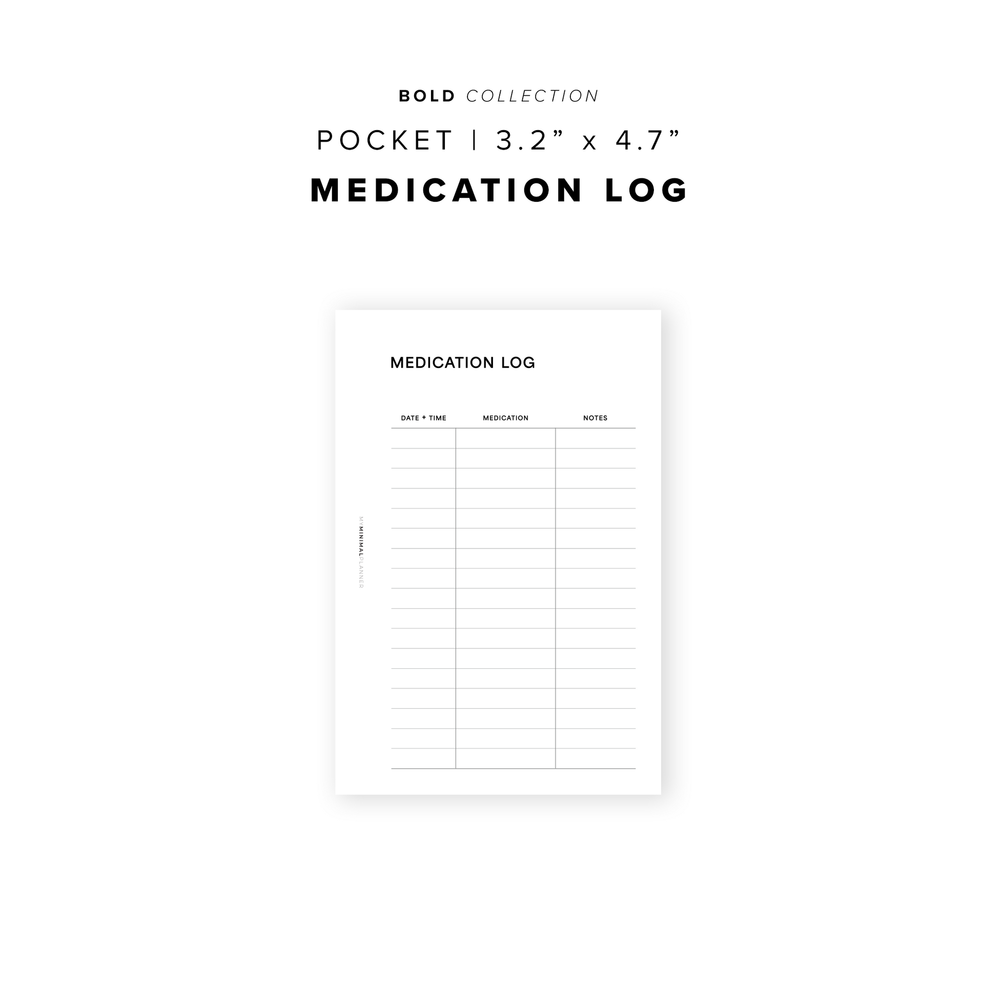 PR284 - Medication Log V2 - Printable Insert – My Minimal Planner