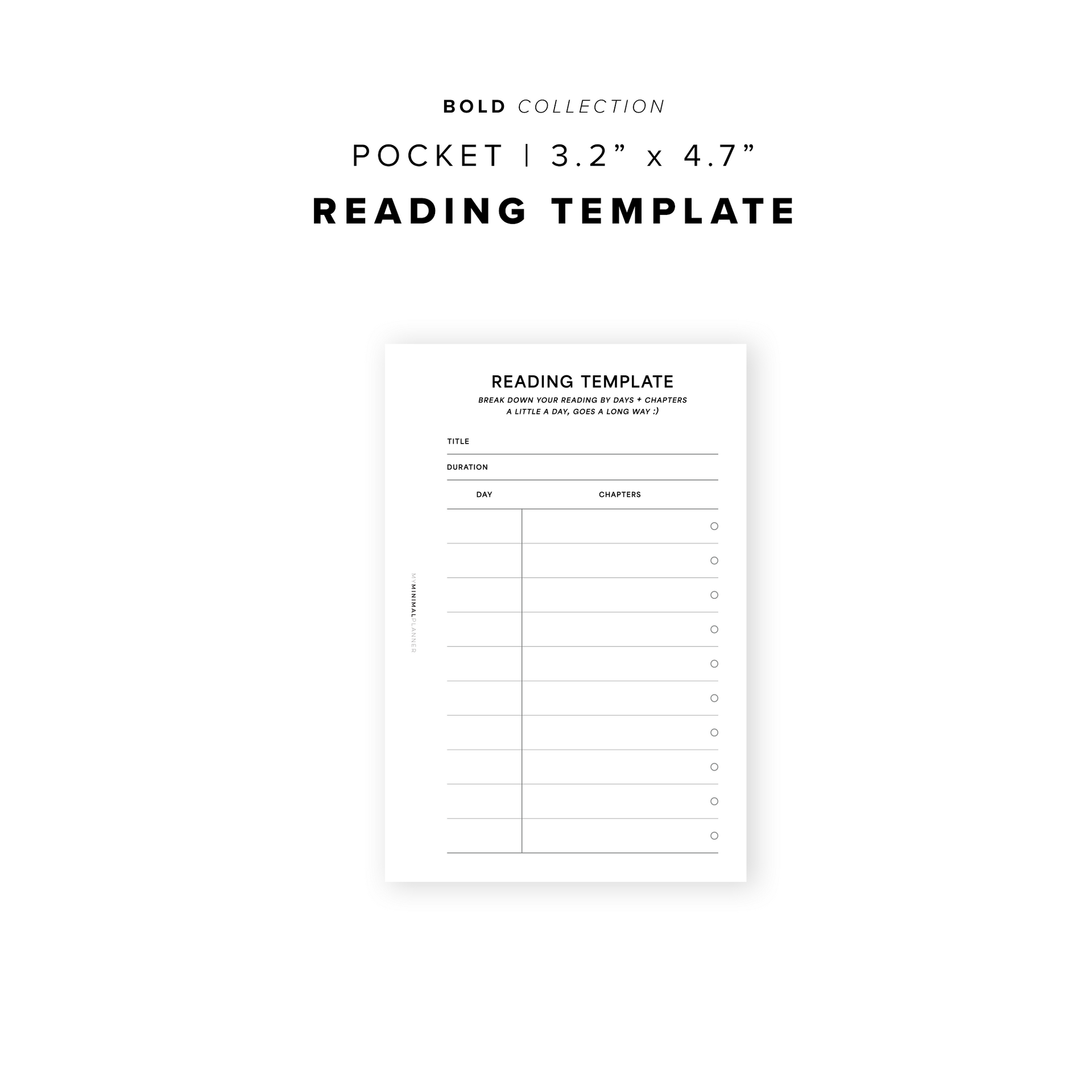 PR238 - Reading Template - Printable Insert – My Minimal Planner