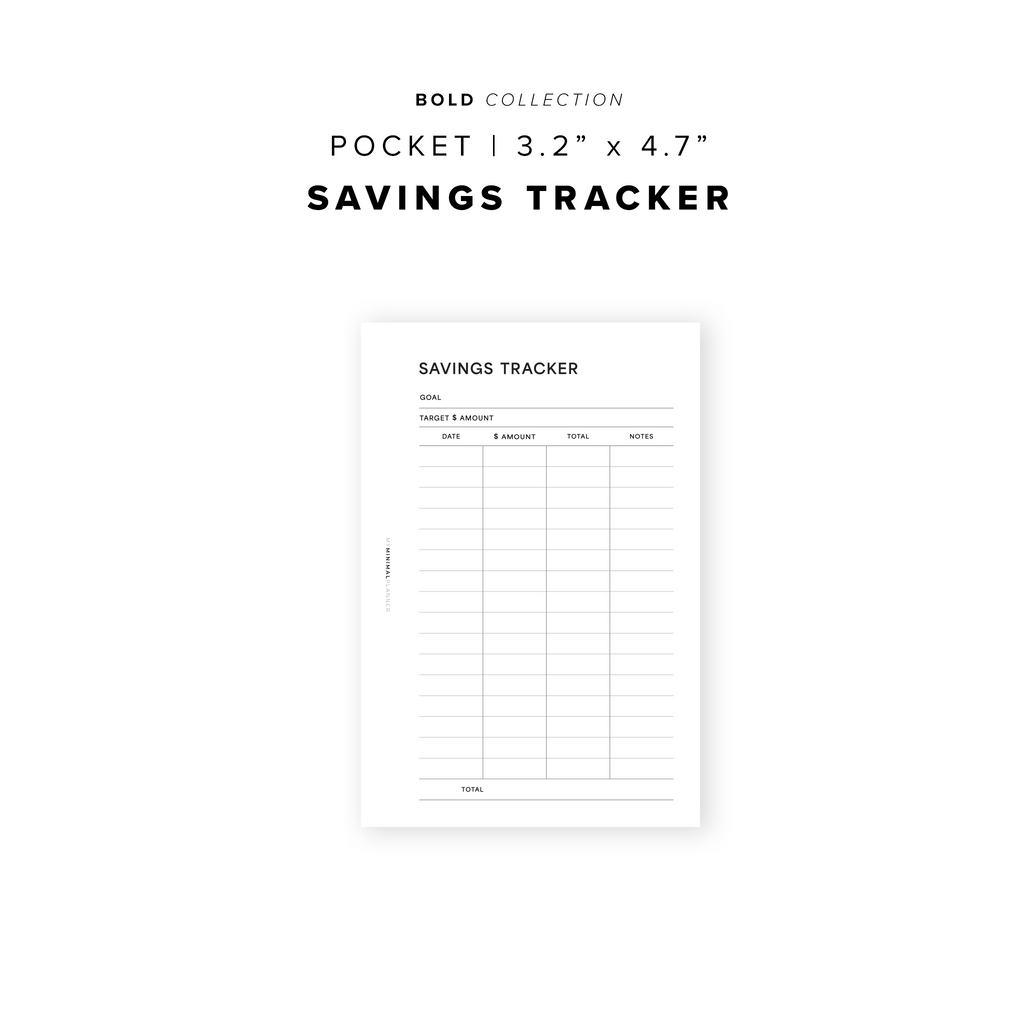 PR227 - Savings Tracker - Printable Insert – My Minimal Planner