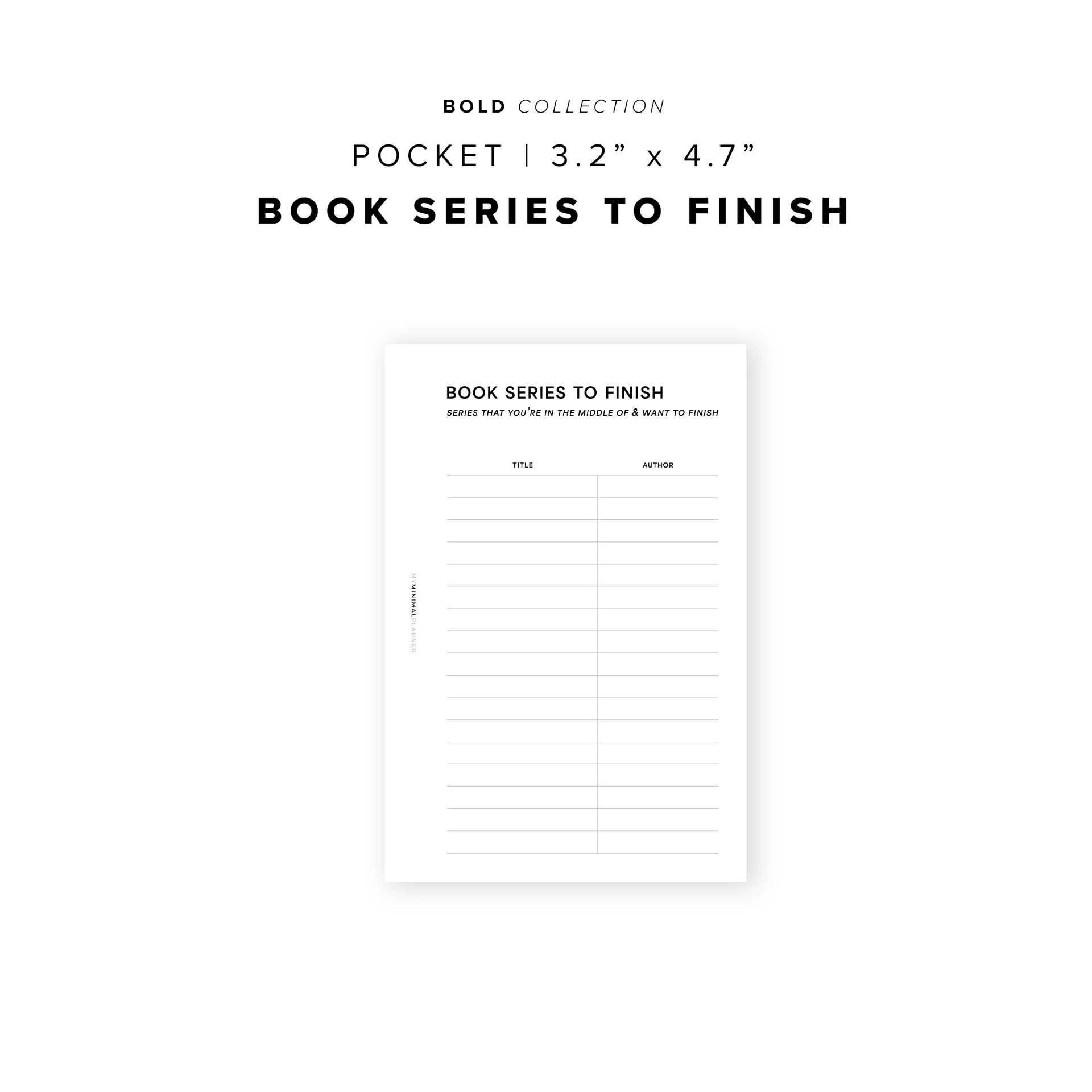 PR239 - Book Series to Finish - Printable Insert – My Minimal Planner