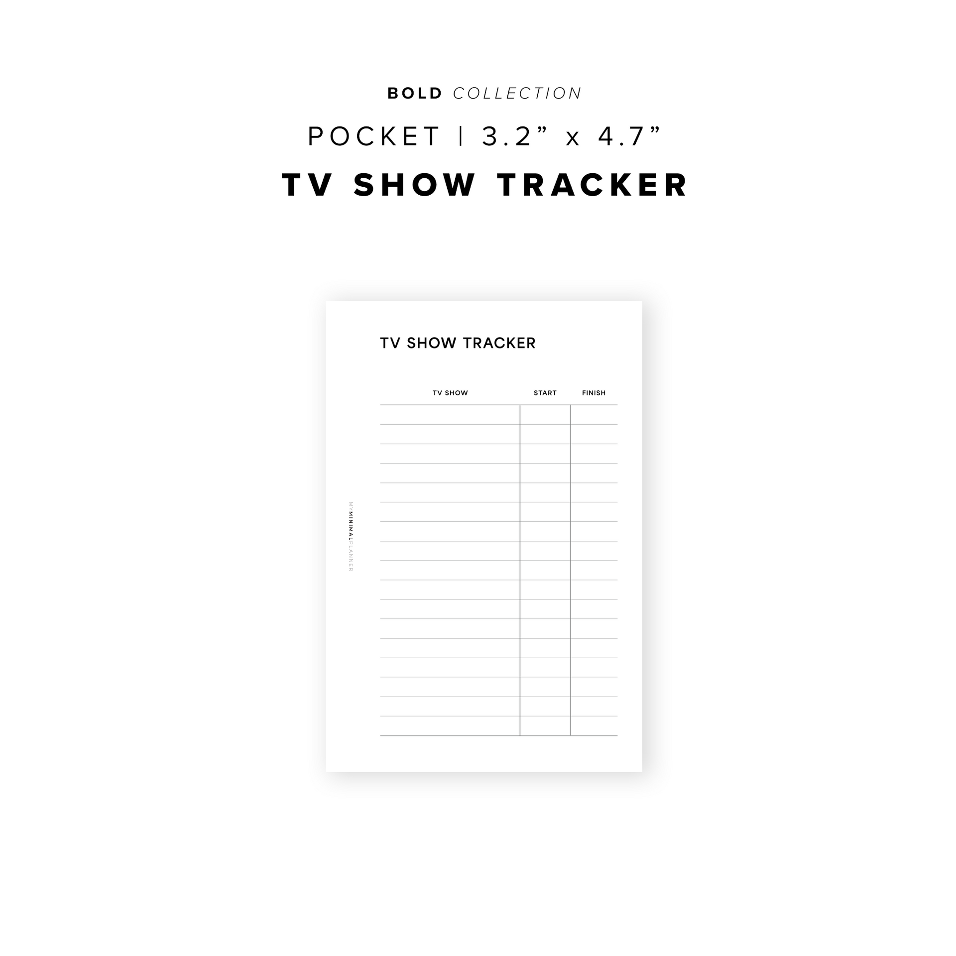 PR312 - TV Show Tracker - Printable Insert – My Minimal Planner