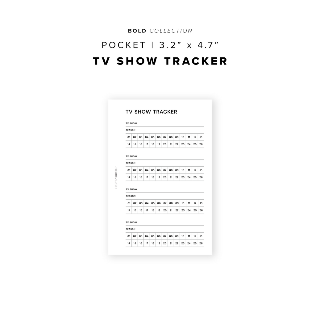 PR333 - TV Show Tracker V2 - Printable Insert – My Minimal Planner