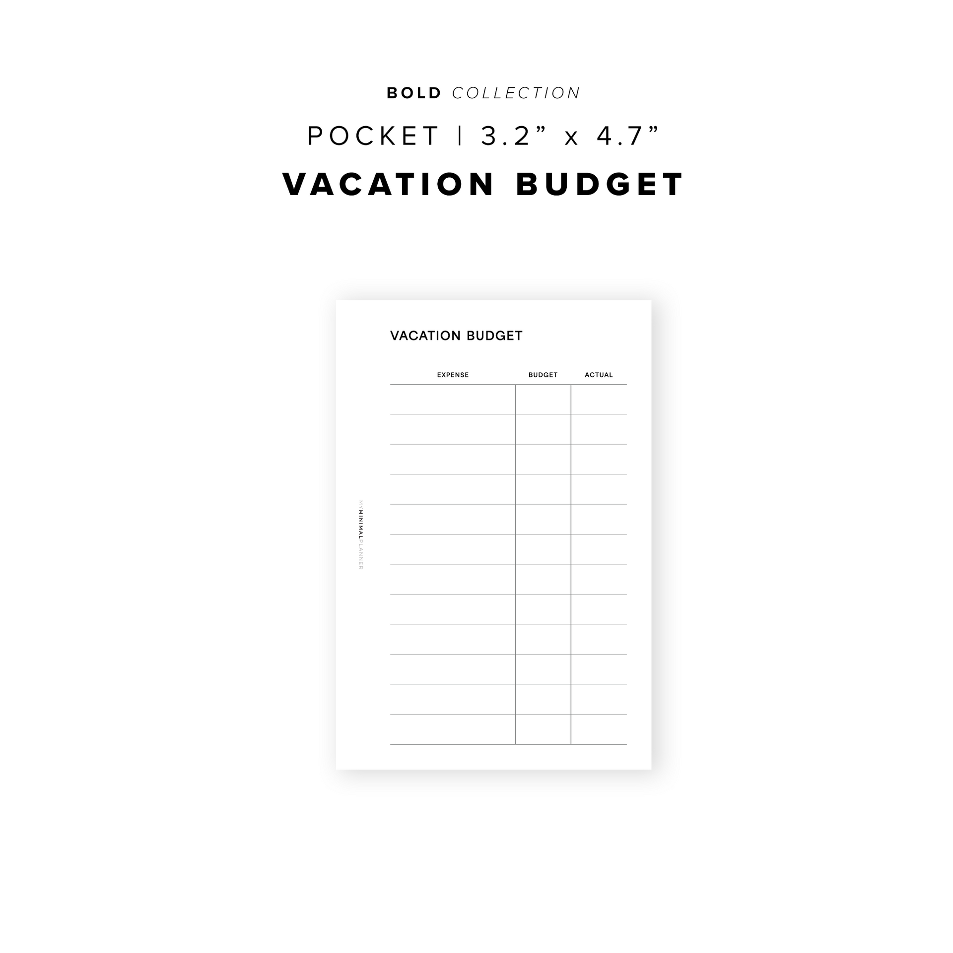 PR280 - Vacation Budget - Printable Insert – My Minimal Planner