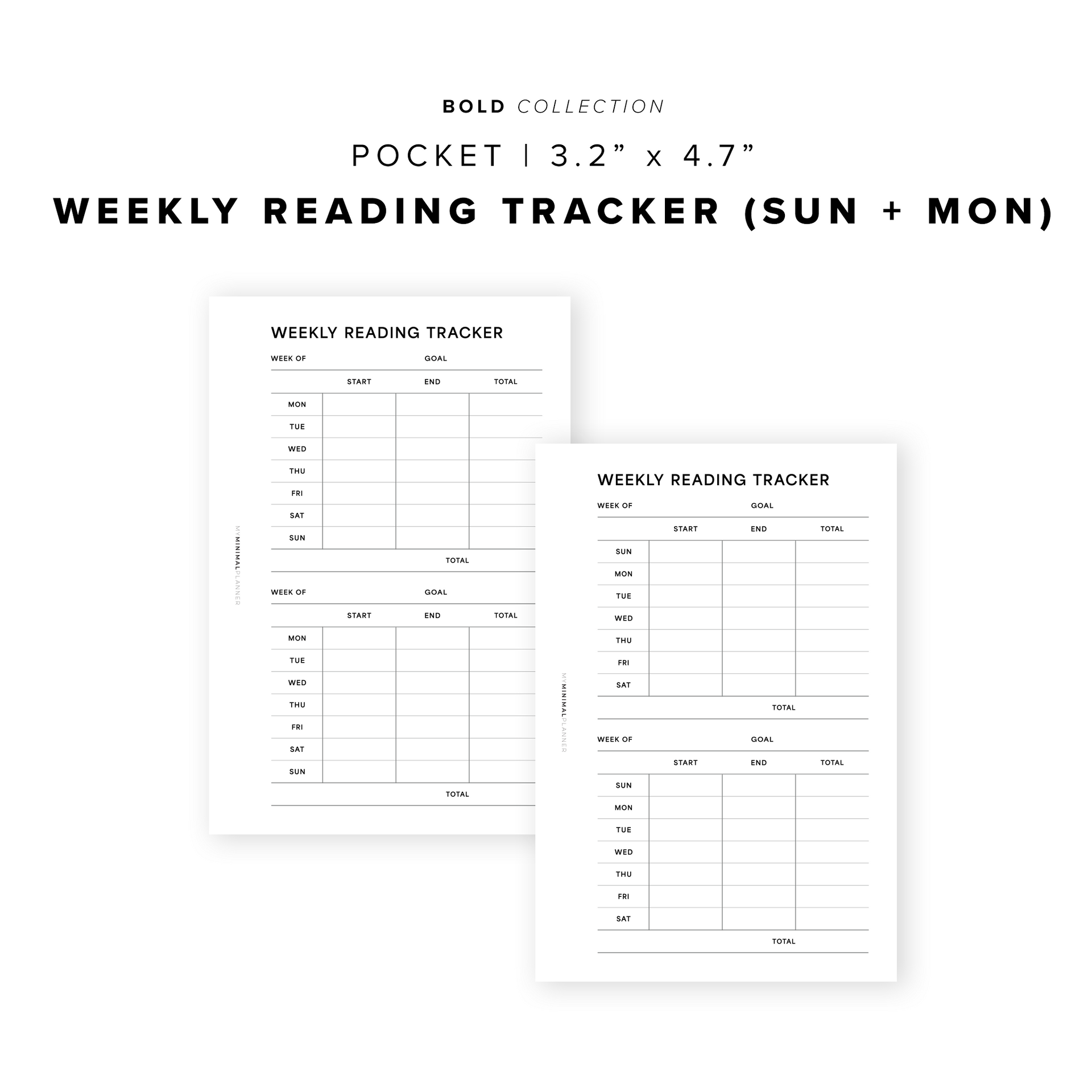 PR313 - Weekly Reading Tracker - Printable Insert – My Minimal Planner