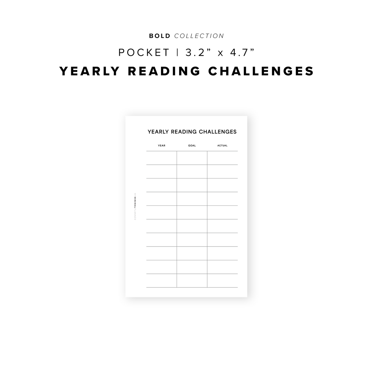 PR310 - Yearly Reading Challenges - Printable Insert – My Minimal Planner