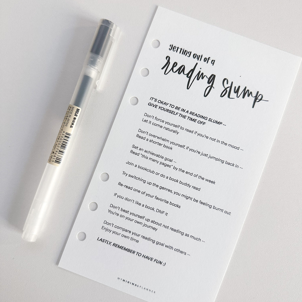 PRD177 - Reading Slump - Printable Dashboard – My Minimal Planner