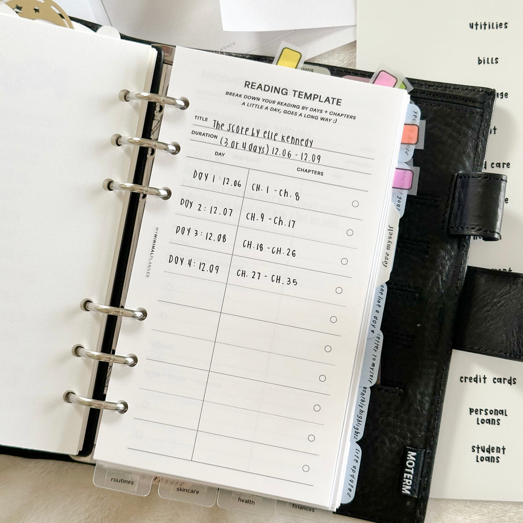 PR238 - Reading Template - Printable Insert – My Minimal Planner
