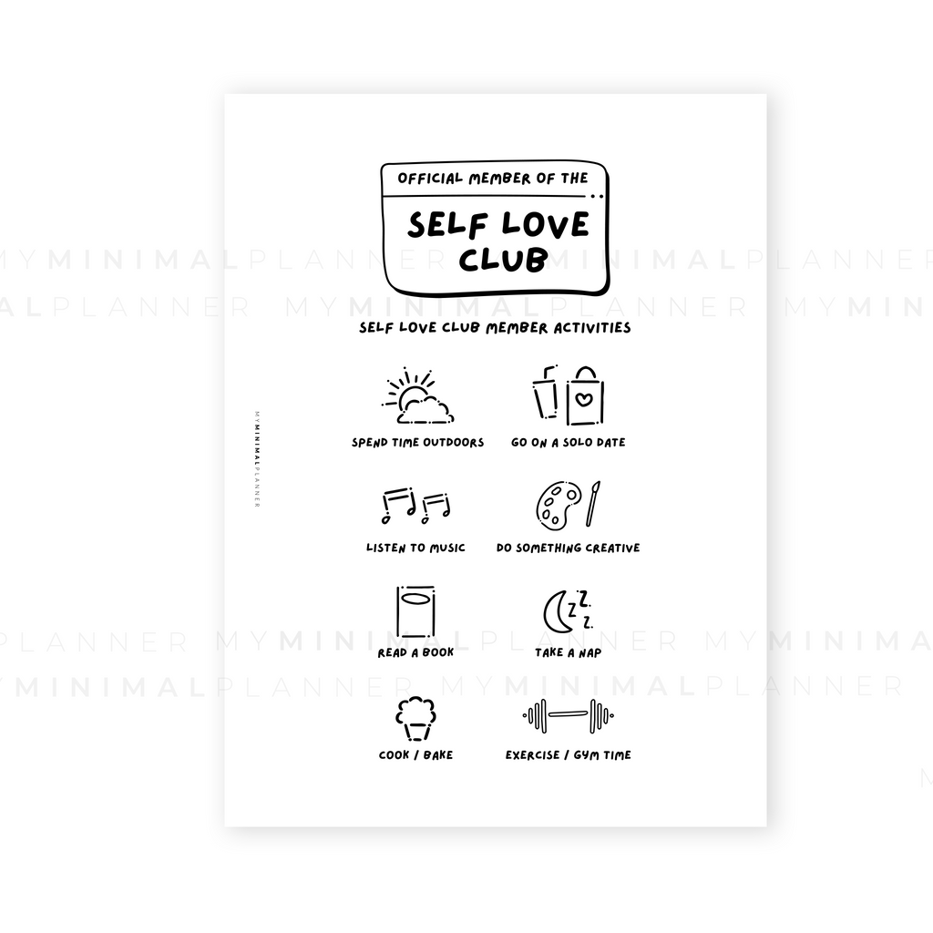 PRD209 - Self Love Club Activities - Printable Dashboard – My Minimal ...